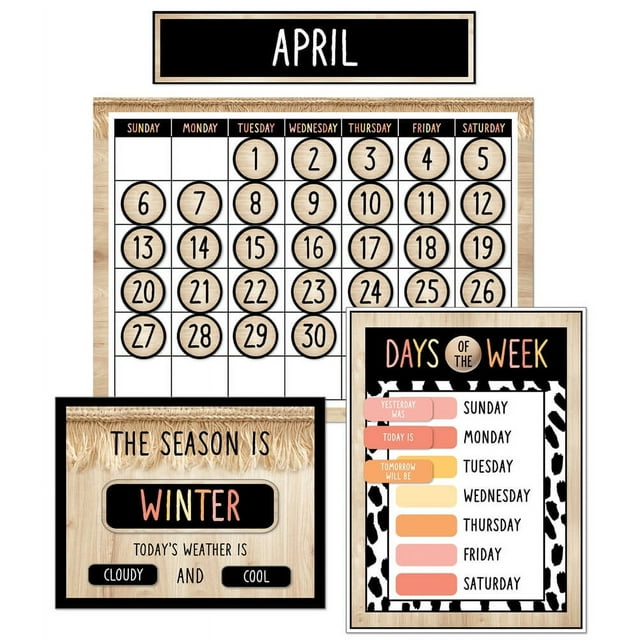 Simply Safari Calendar Bulletin Board Set - Walmart.com