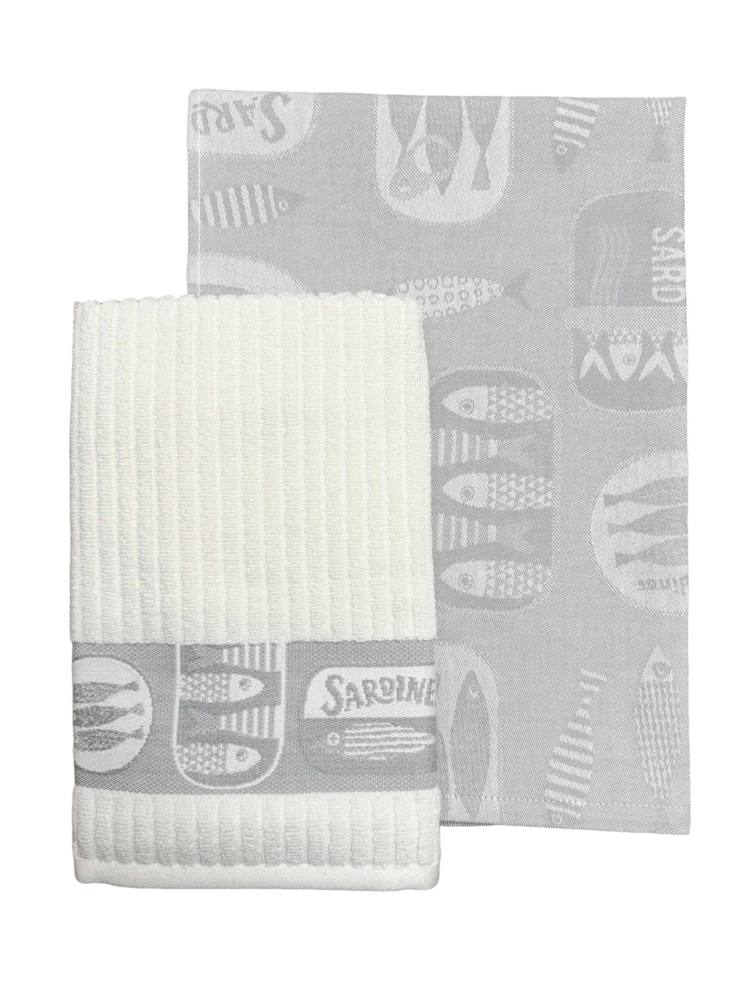 Simply Sardines Kitchen Towels - Set of 2 Cool Grey - Walmart.com