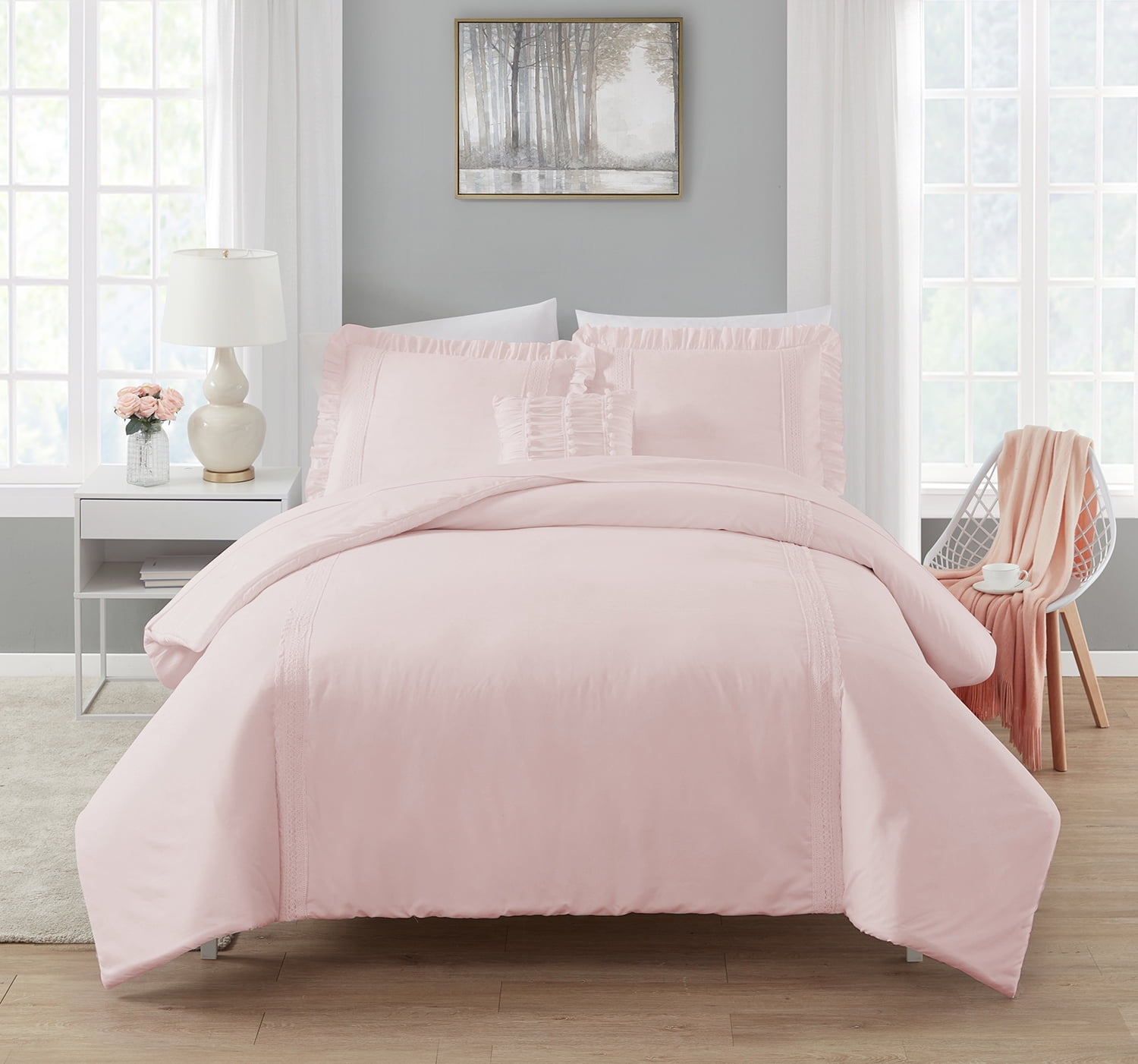 Simply Shabby Chic Pink Crochet Stripe Comforter Set - Walmart.com
