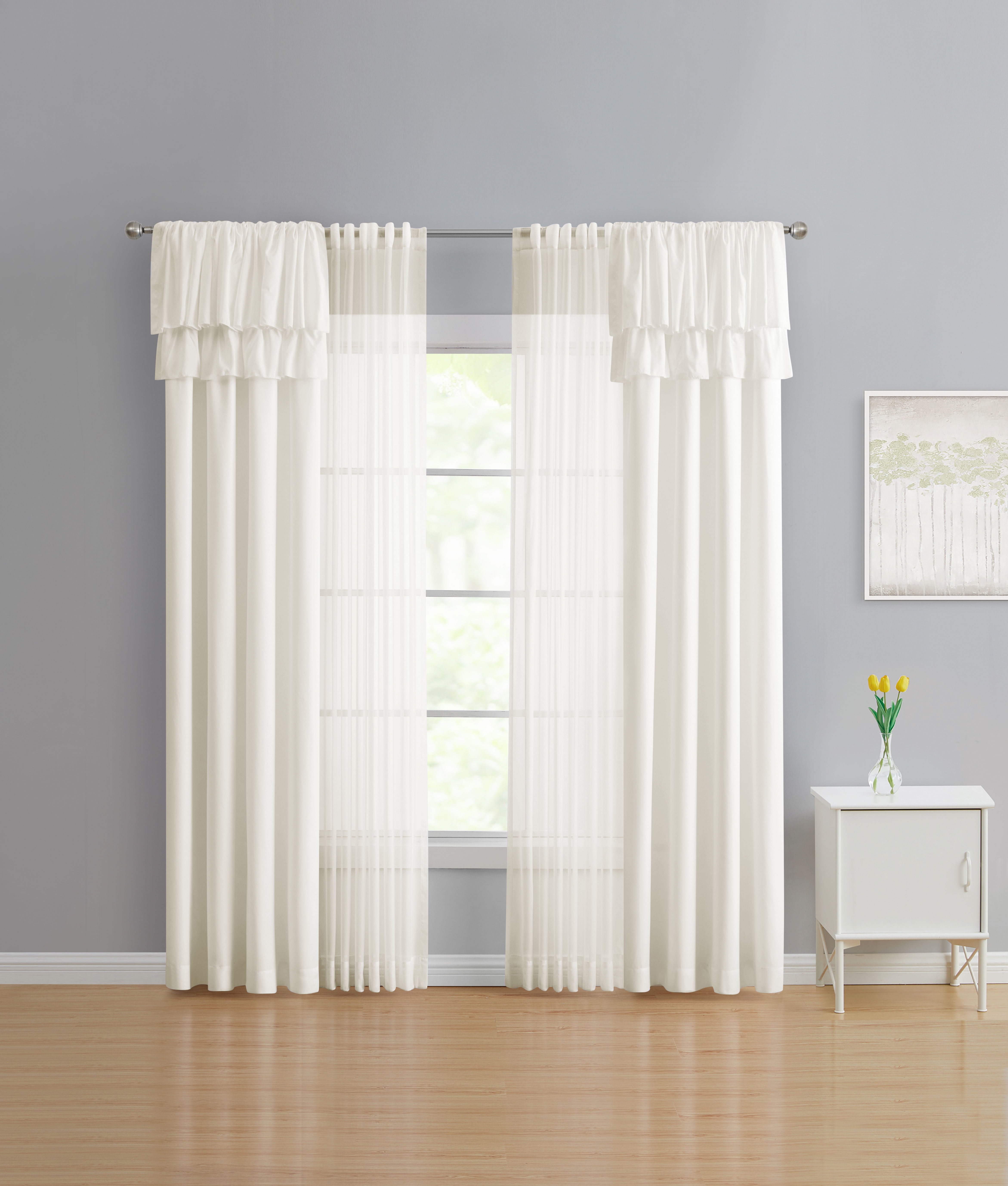 Simply Shabby Chic Ruffled Ivory Curtain - 50 x 84 - Walmart.com