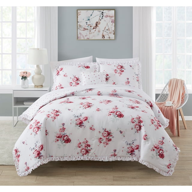 Simply Shabby Chic Sunbleached Floral 4-Piece Soft Washed Microfiber ...