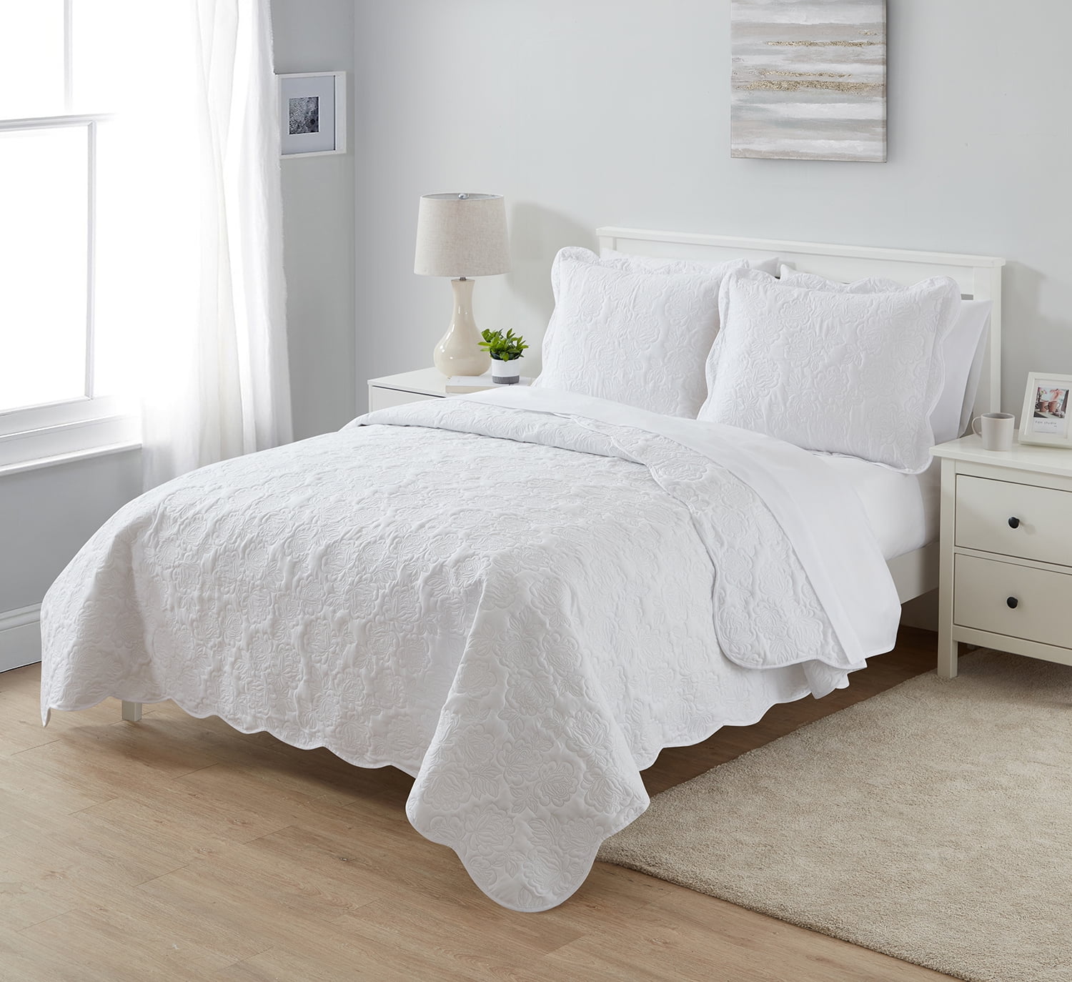 Simply Shabby Chic White Rose 3-Piece Quilt Set, Full/Queen - Walmart.com