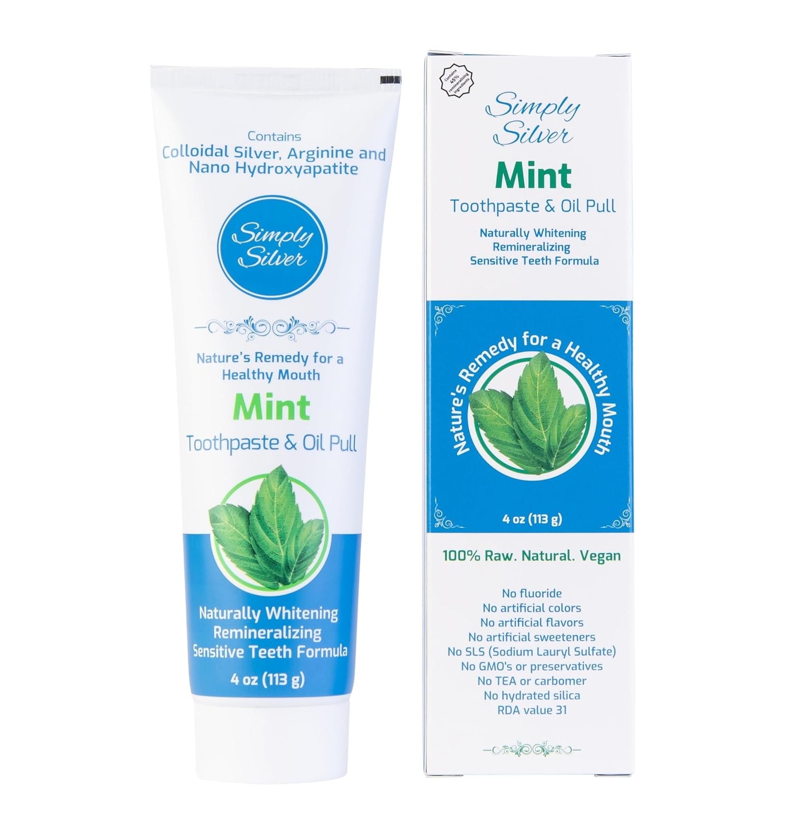 Simply Silver Toothpaste, Nano Hydroxyapatite, Colloidal Silver ...