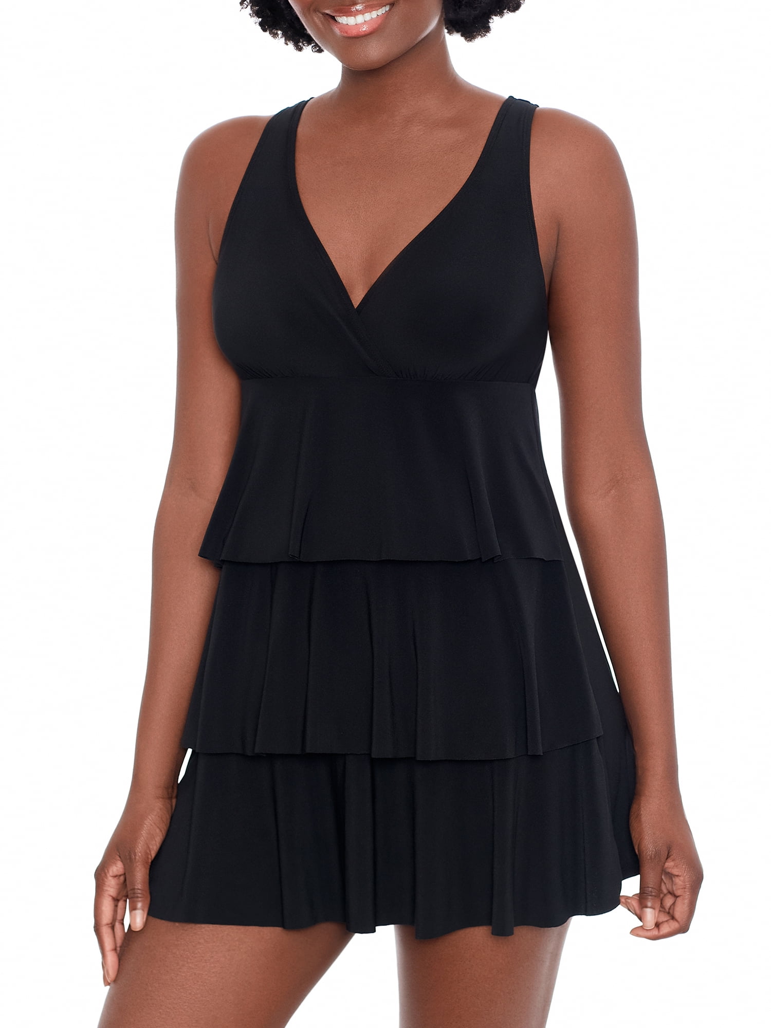 Simply Slim women's Plus Size Ruffled Swim Dress - Walmart.com
