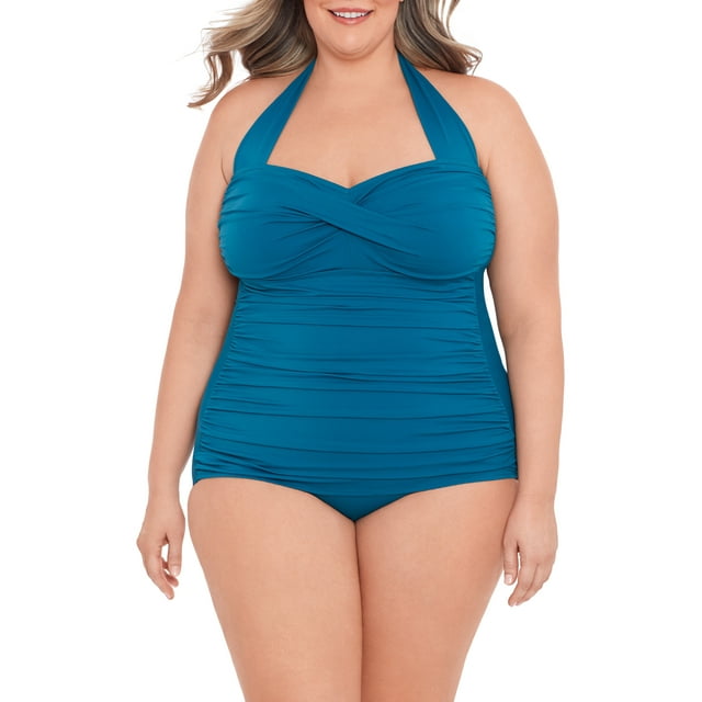 Simply Slim Women's and Plus Glam Sheath One Piece Swimsuit, Sizes M-3X - Walmart.com