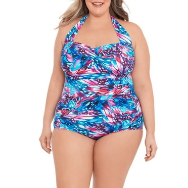 Simply Slim Women's Plus-Size Slimming Shirred Glam Sheath One-Piece Swimsuit - Walmart.com