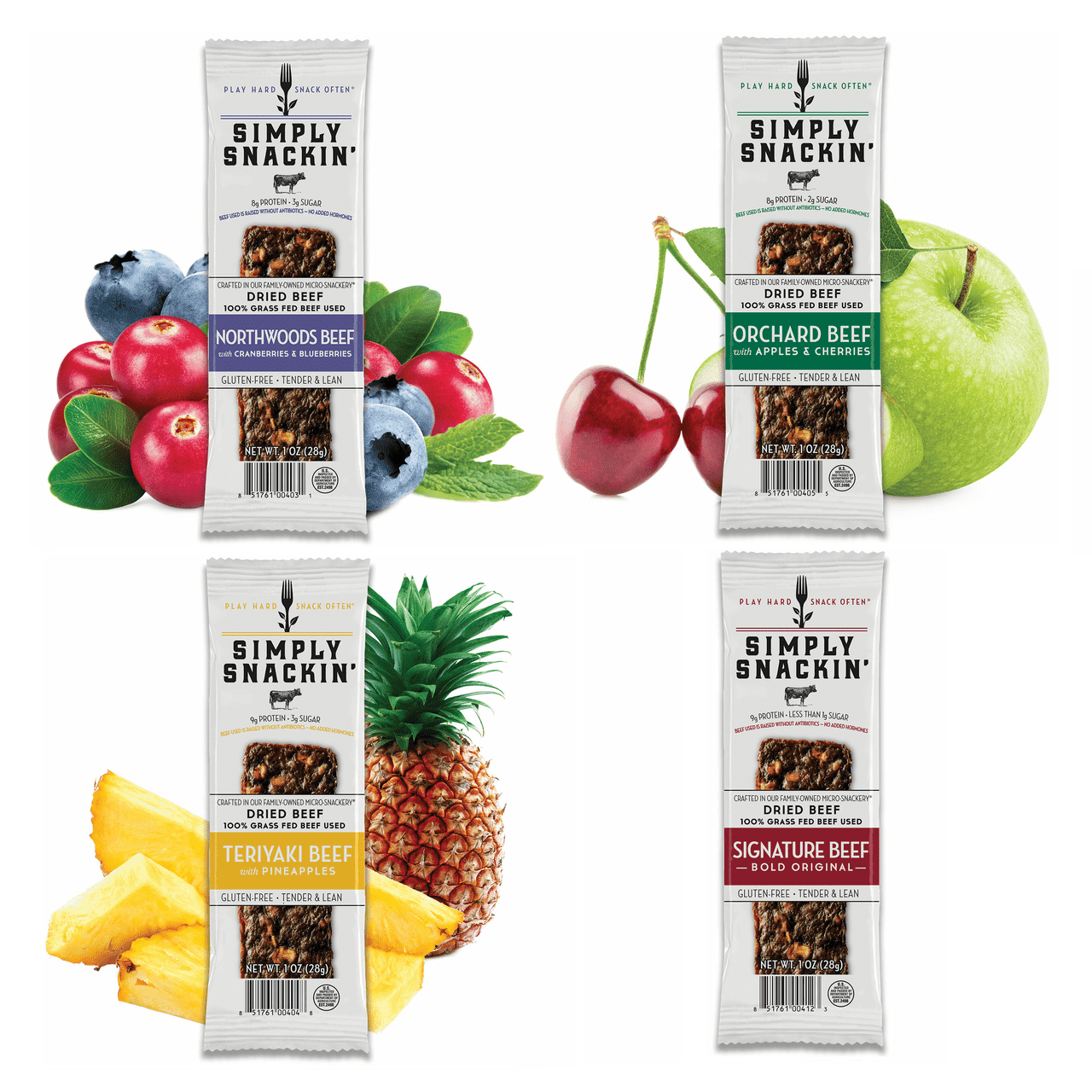 Simply Snackin' Beef Protein Snack - Variety Pack Sizes: 12-pc Variety ...