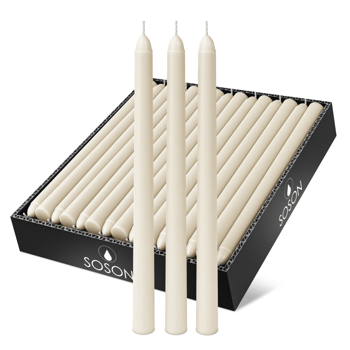 Simply Soson 12 inch Taper Candles Bulk 30 Pack Ivory Candle Sticks ...