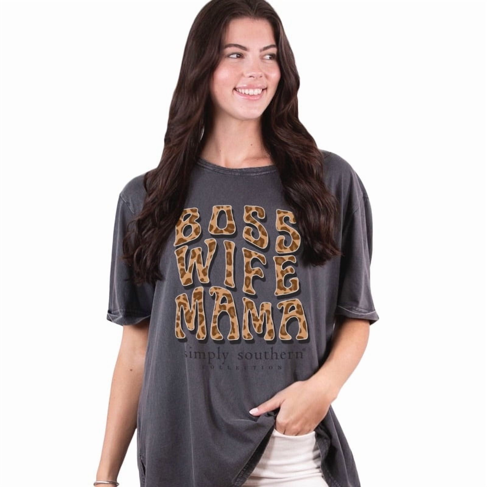 Simply Southern Boss Wife Mama Over Sized T-Shirt - Walmart.com
