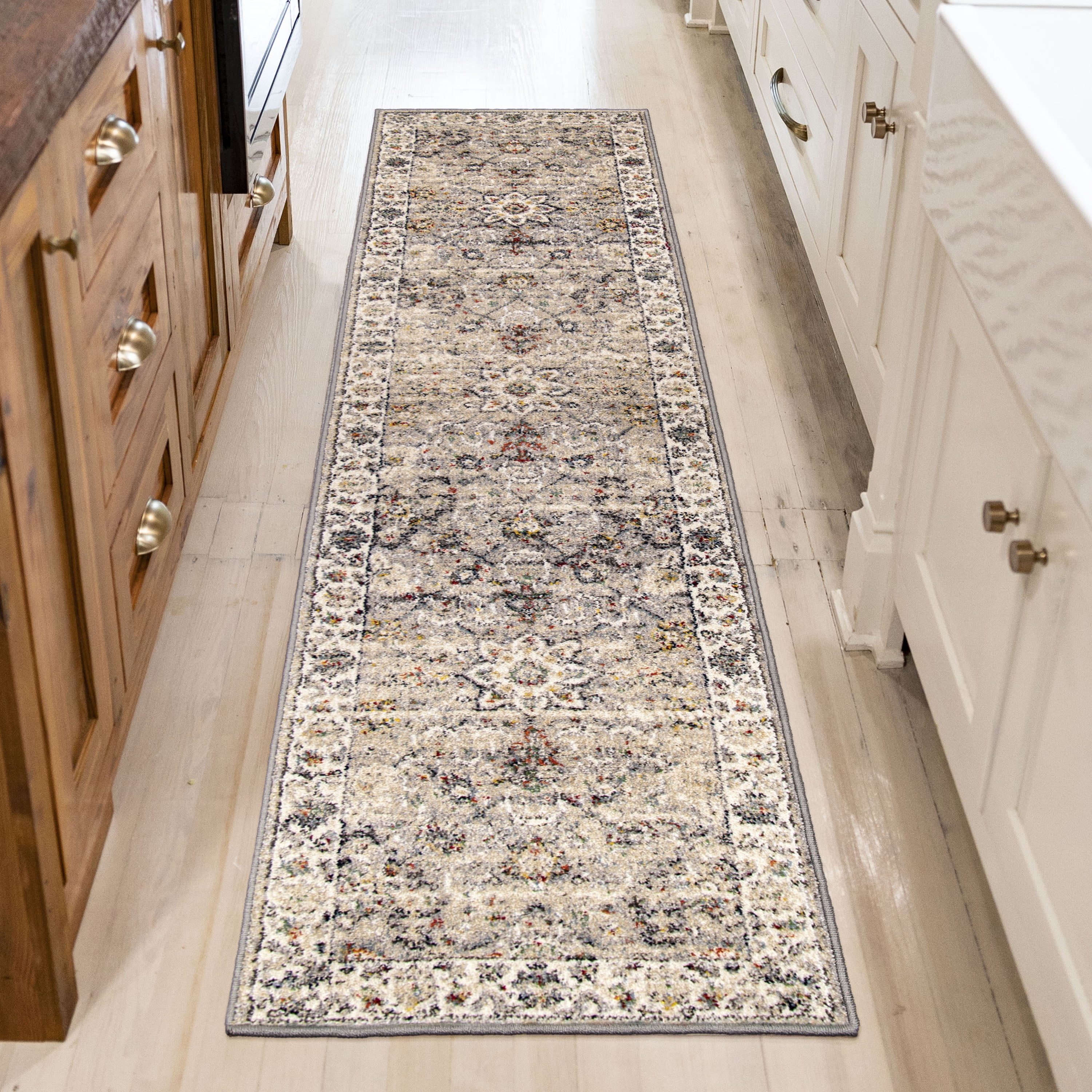 Orian Simply Southern Cottage Grey Floral Runner Rug - 2 X 8 ...