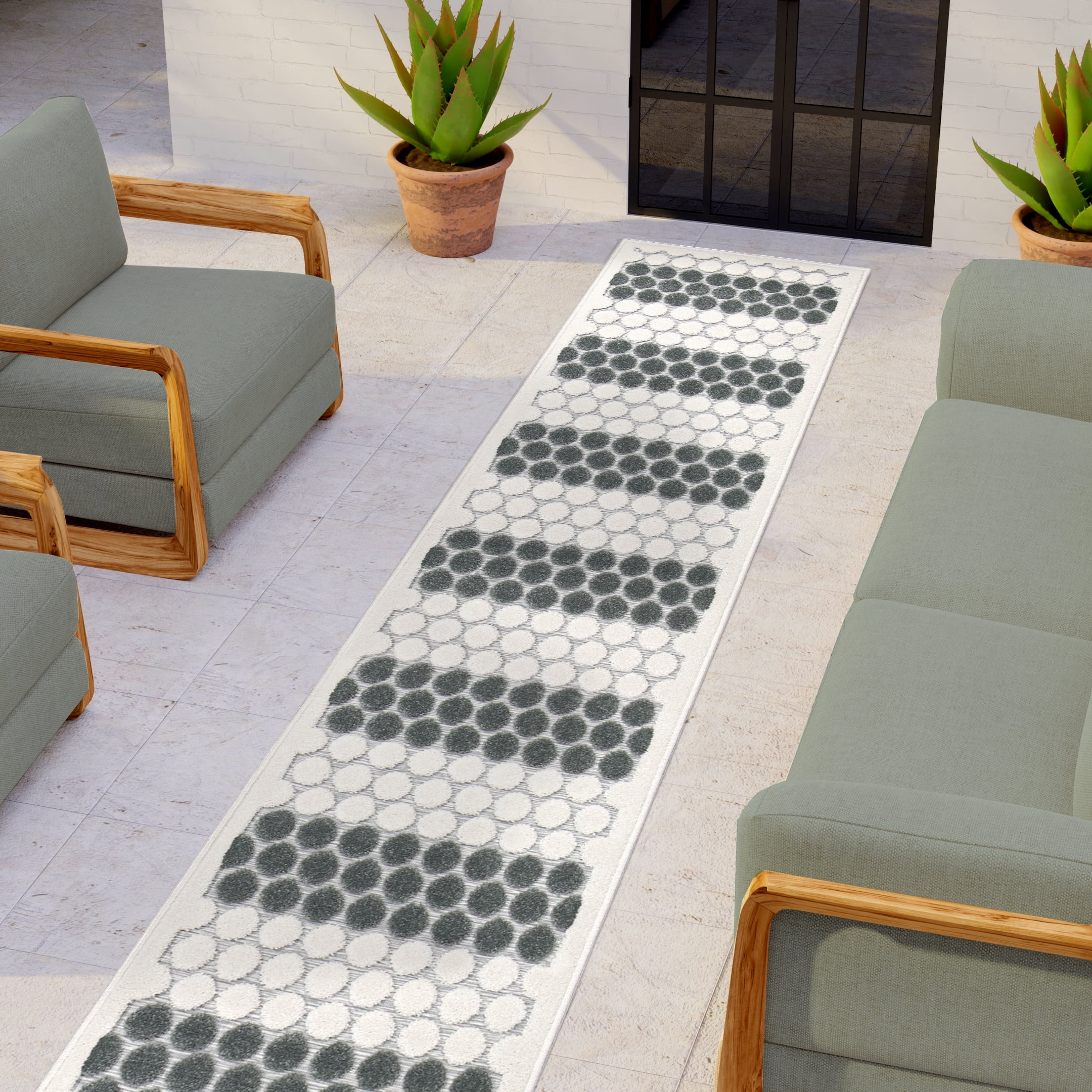 Simply Southern Cottage Dorcheat By Orian 2' X 8' Blue Dots Runner Rug ...