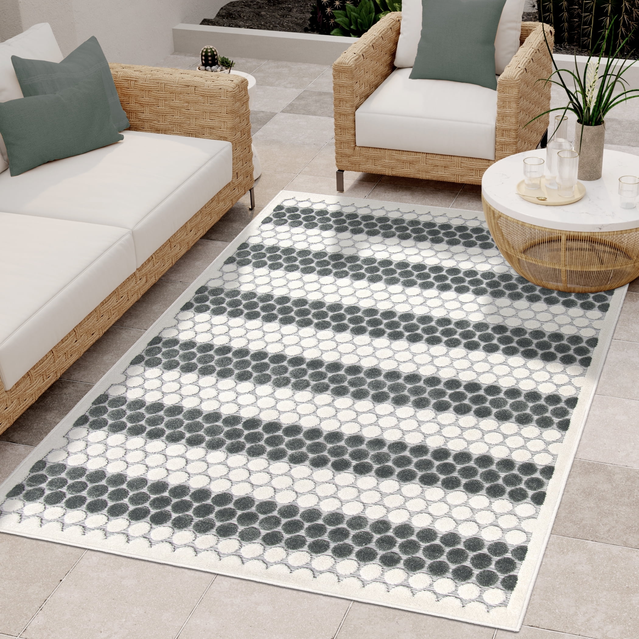 Simply Southern Cottage Dorcheat By Orian 8' X 10' Blue Dots Area Rug ...