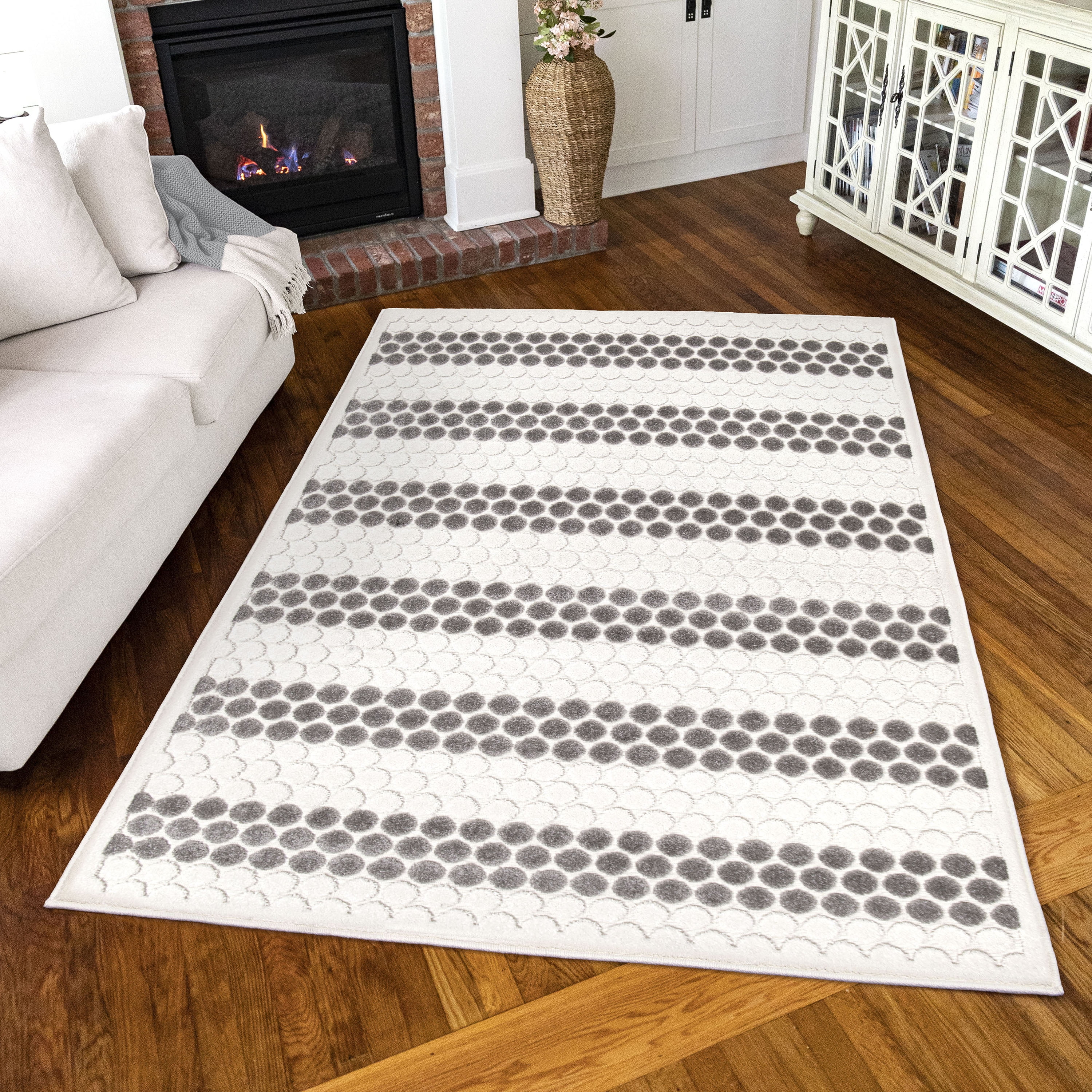 Simply Southern Cottage Dorcheat By Orian 9' X 12' Grey Dots Area Rug ...