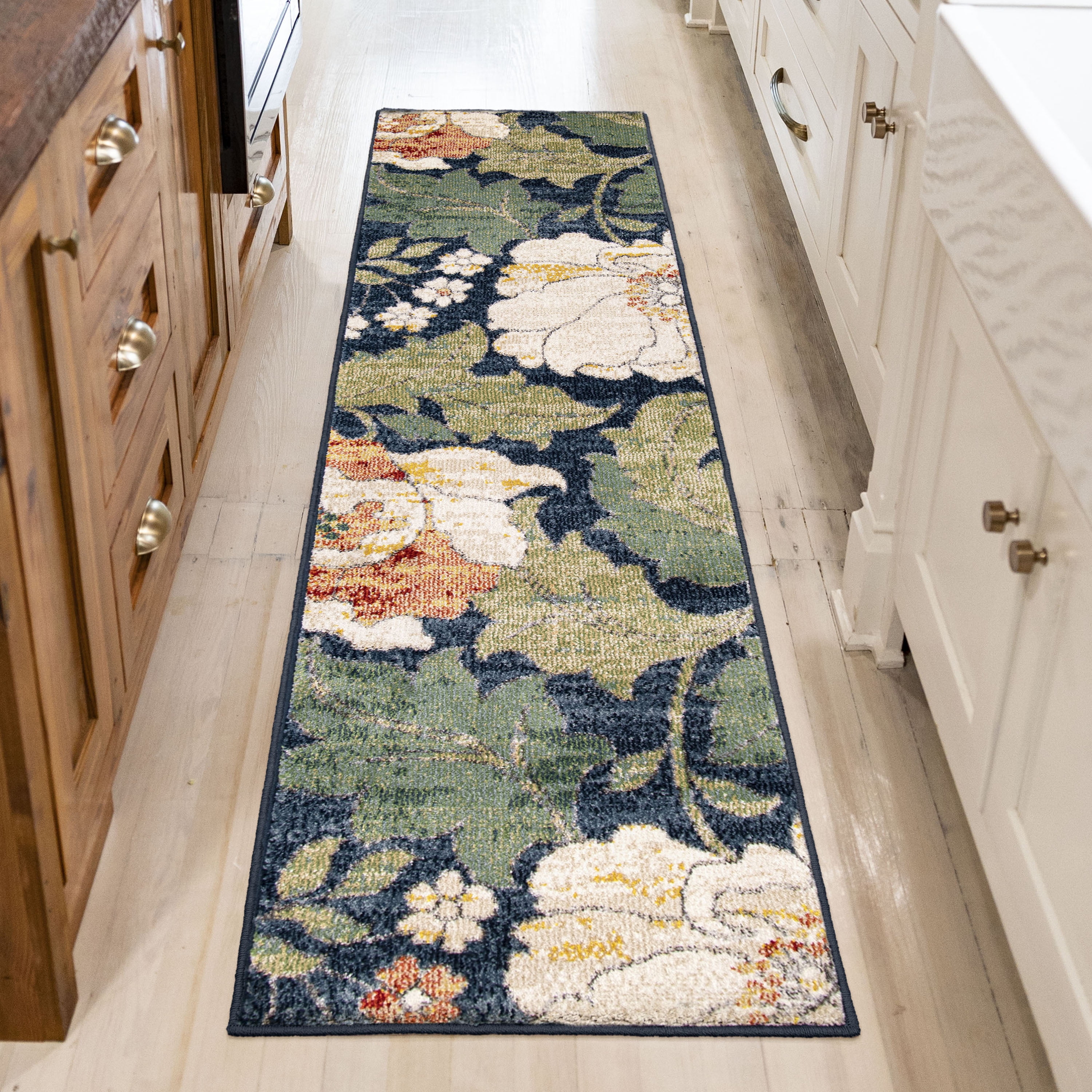 Simply Southern Cottage Indoor Floral Carpet Runner Rug, 2' X 8', Blue ...