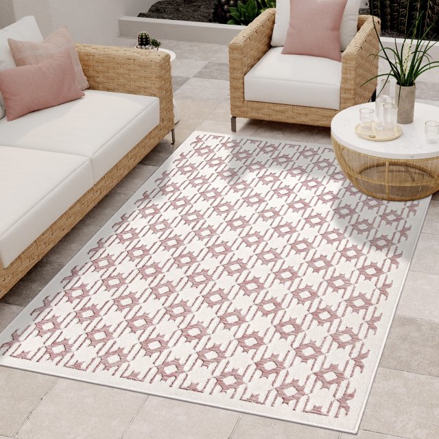 Simply Southern Cottage Minden 6' X 9' Pink Geometric Area Rug ...