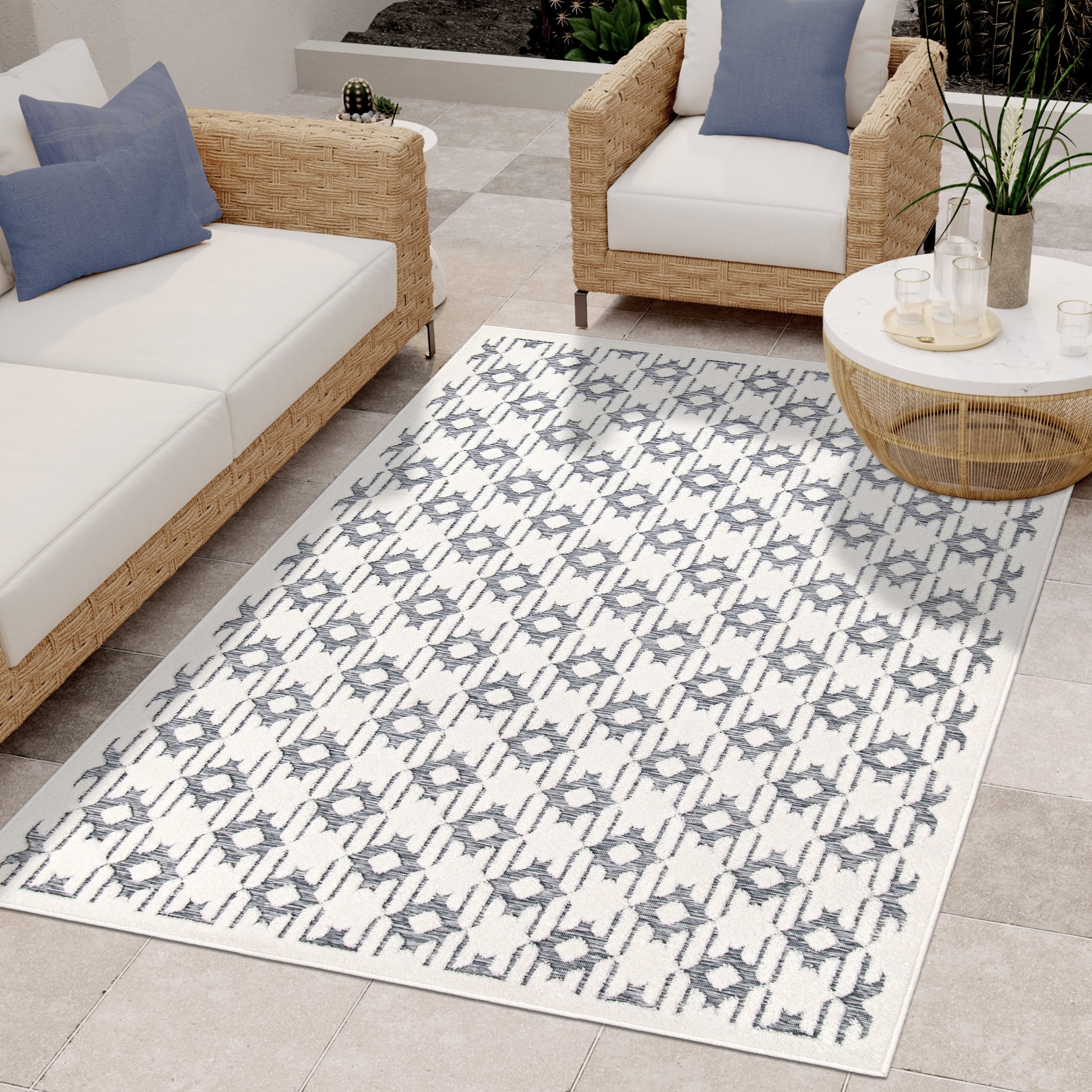 Simply Southern Cottage Minden 8' X 10' Blue Geometric Area Rug ...