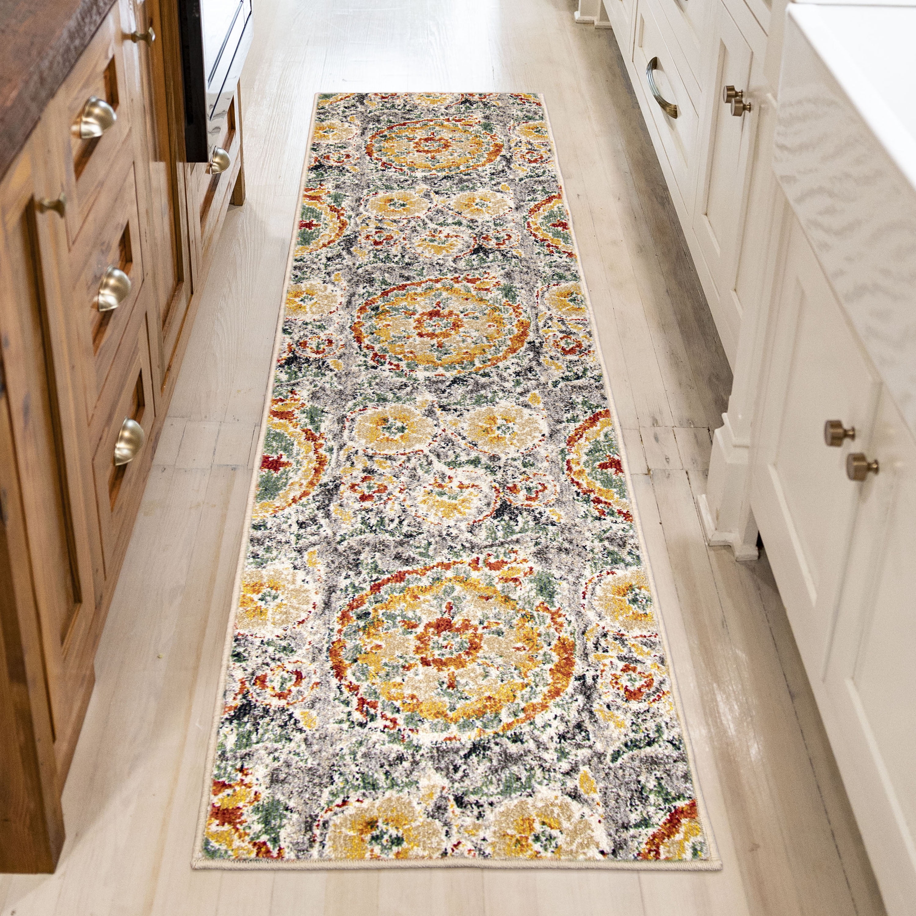 Simply Southern Cottage Taylor By Orian 2' X 8' Grey Floral Runner Rug ...