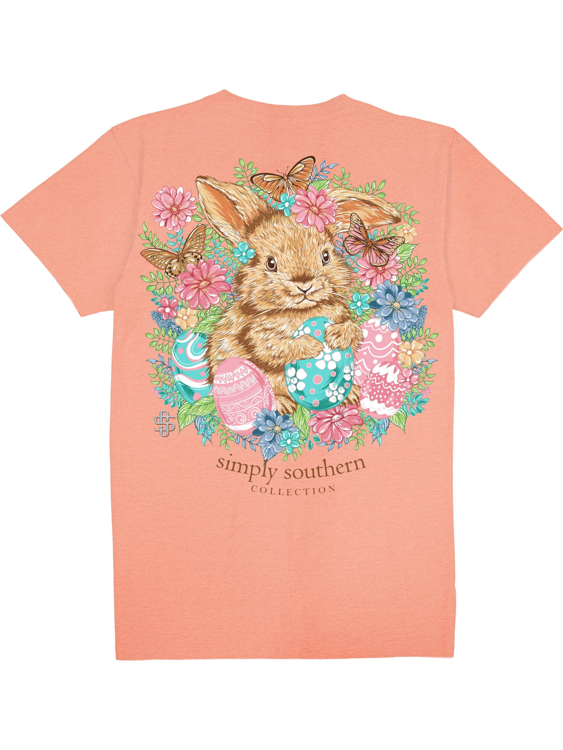 Simply Southern Easter Bunny Peach T-Shirt - Walmart.com