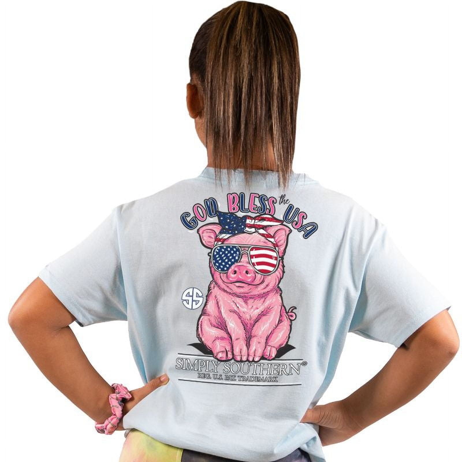 Simply Southern Preppy God Bless The USA Pig T-Shirt - Walmart.com
