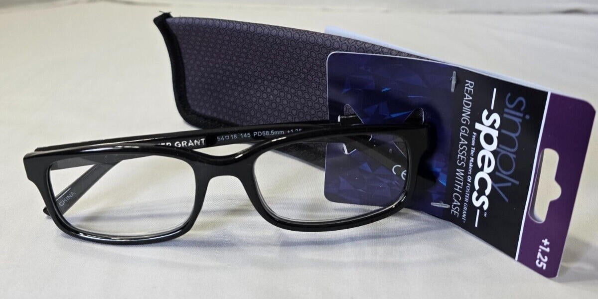 Simply Specs Reading Glasses Dan black rectangular +1.25 - Walmart.com