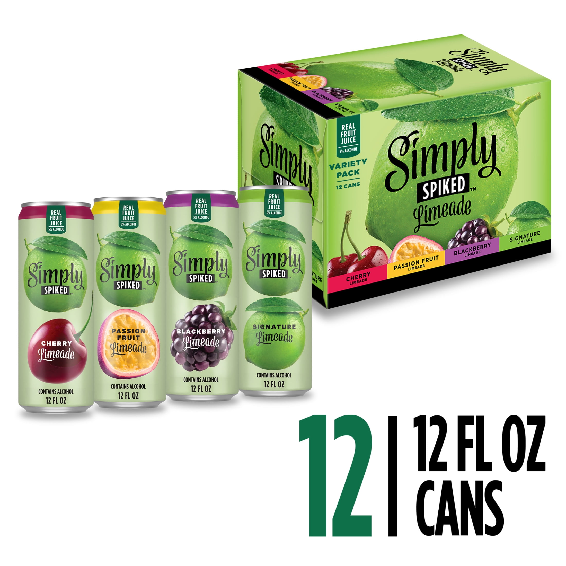 Simply Spiked Limeade Variety Pack, 12 Pack, 12 fl oz Aluminum Cans, 5. ...