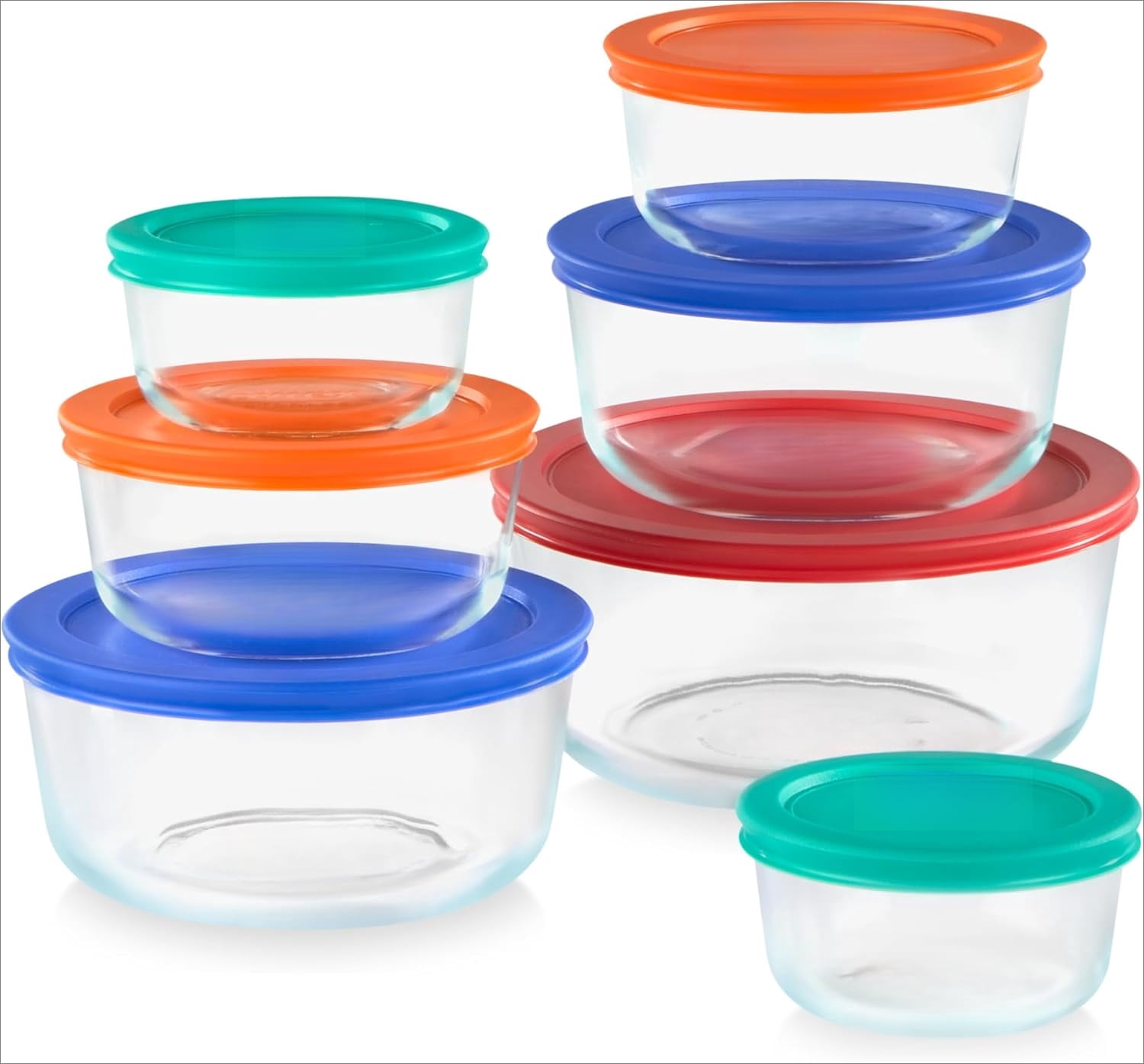 Simply Store 9-Pack Mixed Sized Glass Food Storage Set, Round ...