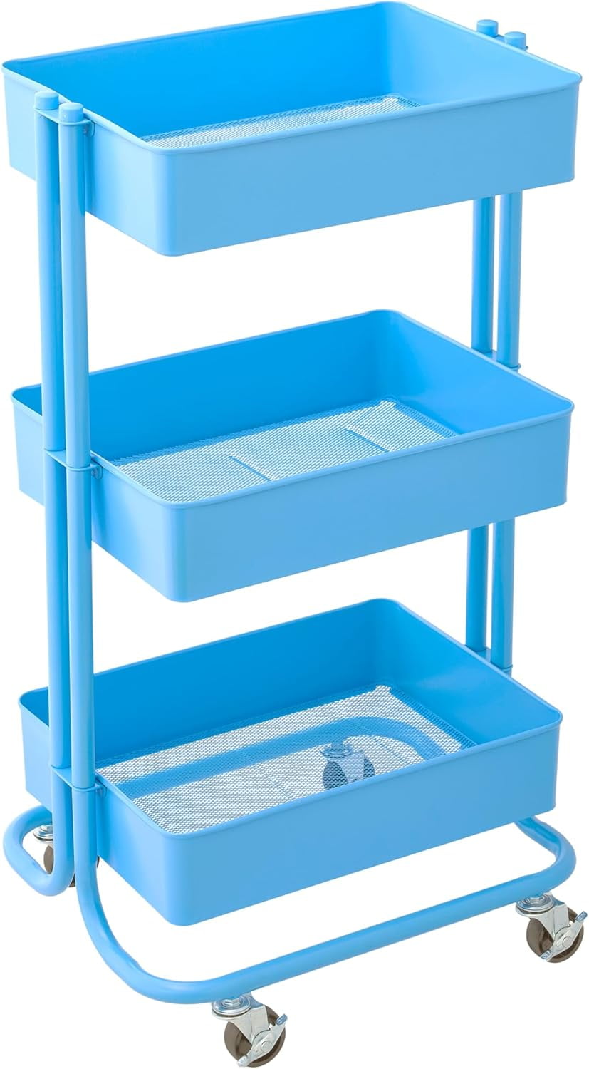 Simply Tidy Lexington 3-Tier Rolling Cart Mobile Metal Storage Utility ...