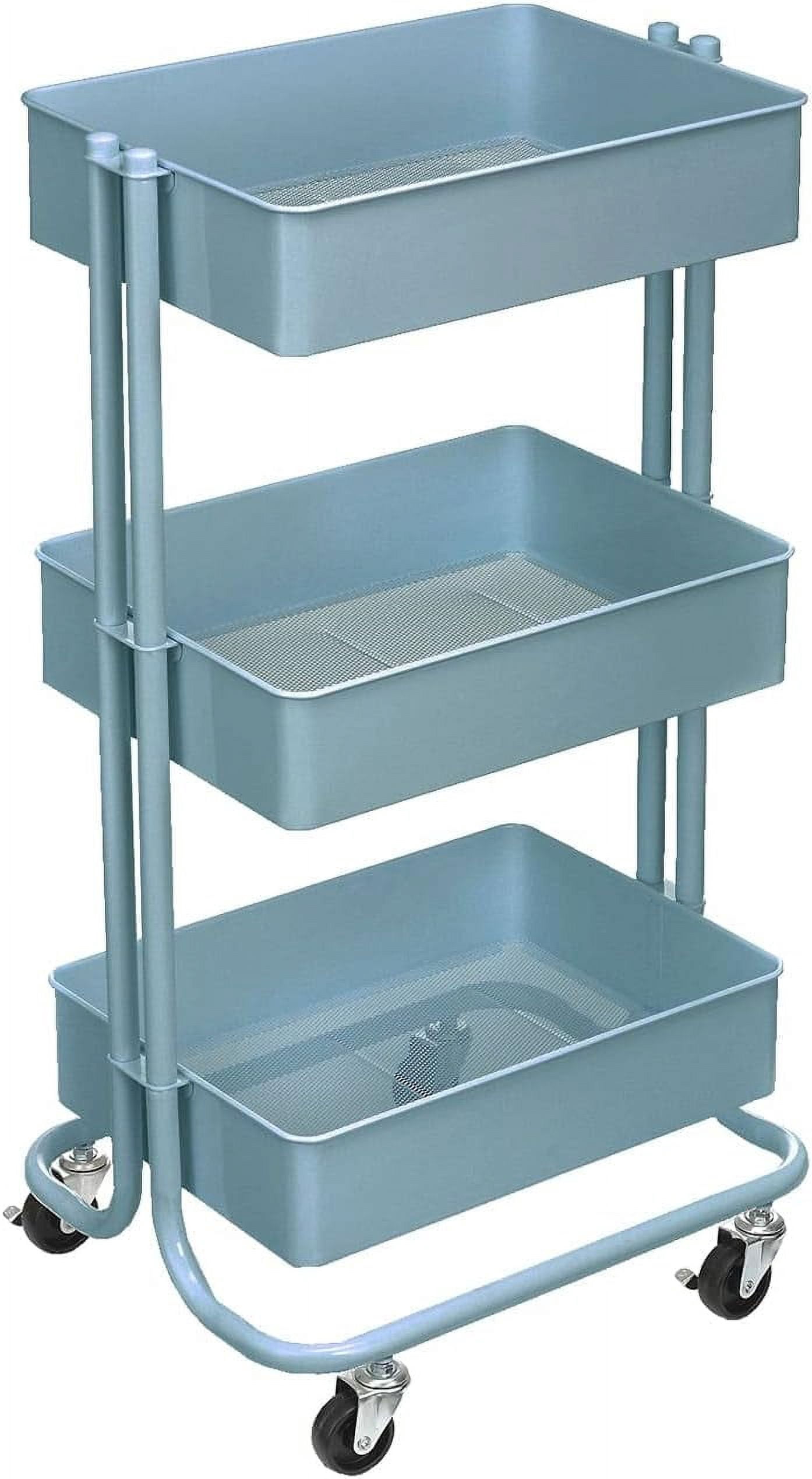 Simply Tidy Lexington Dusty Blue 3-Tier Metal Rolling Cart Multi ...