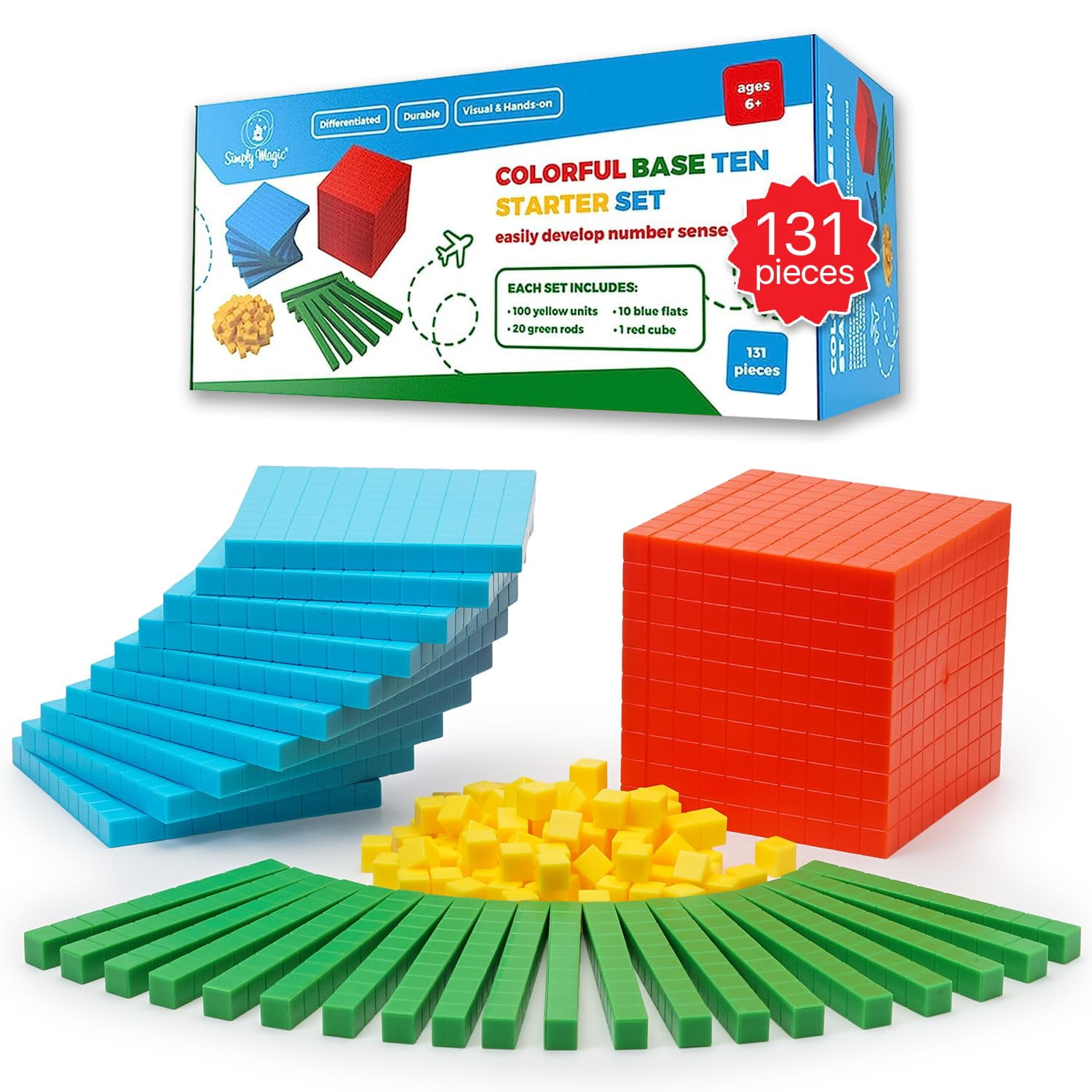 Simply magic 131 PCS YPF5 Base Ten Blocks for Value Blocks, Base 10 ...