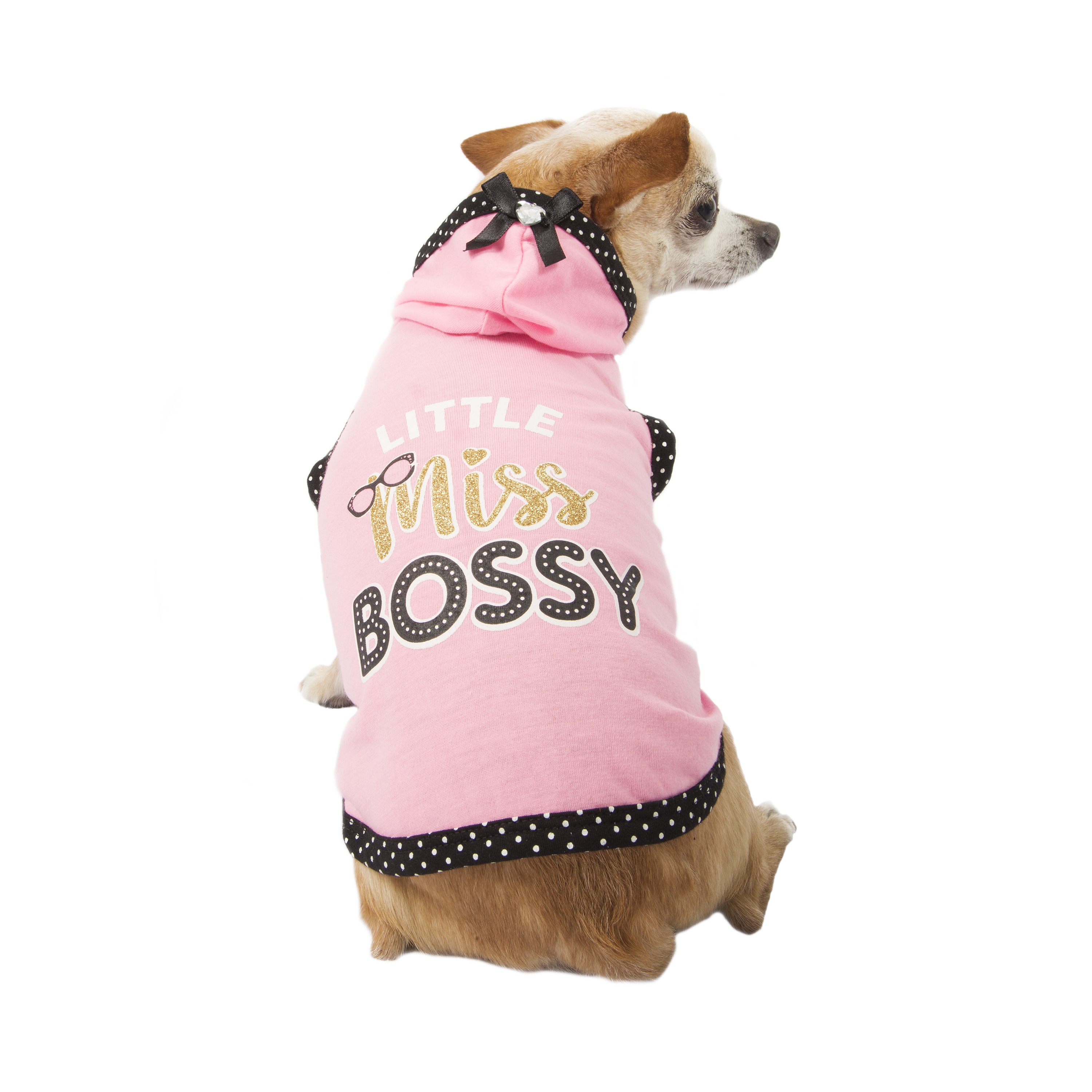 SimplyDog Dog Hoodie, Pink & Black Little Miss Bossy, (XS) - Walmart.com