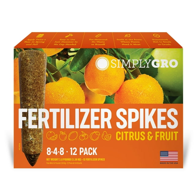 SimplyGro Fertilizer Spikes for Citrus & Fruit Trees & Shrubs (12 Spikes - 3.0 Lbs) C42 ...