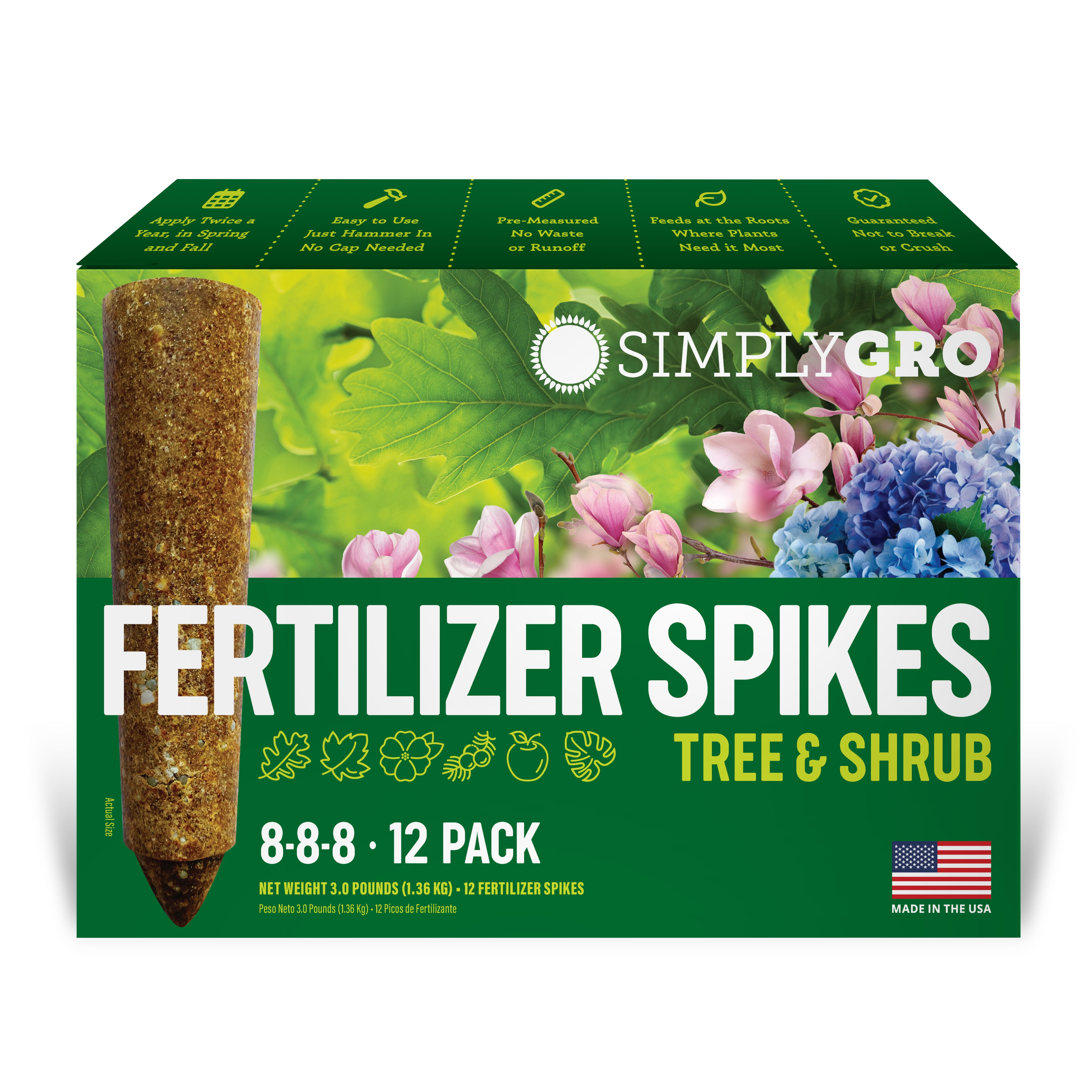 SimplyGro Fertilizer Spikes for Trees & Shrubs - 12 Plant Food Spikes ...