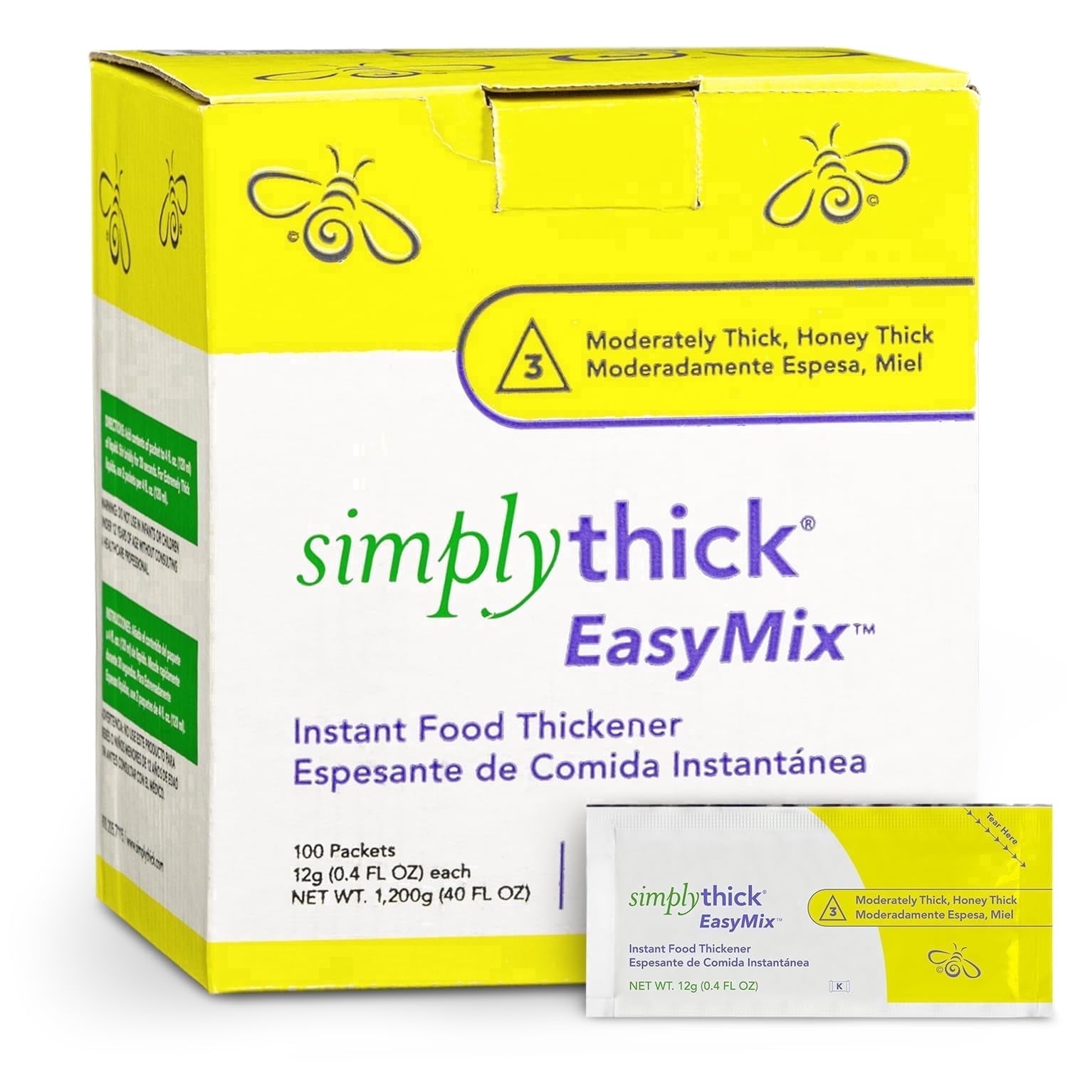 Simply Thick EasyMix, Gel Thickener, 100 Packets, IDDSI Level 3 Honey ...
