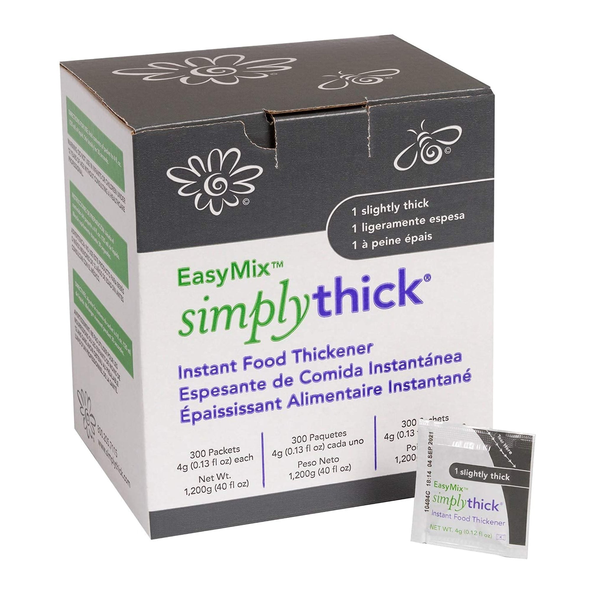 SimplyThick Easy Mix Food & Drink Thickener Unflavored 4 oz. Packet 300 ...