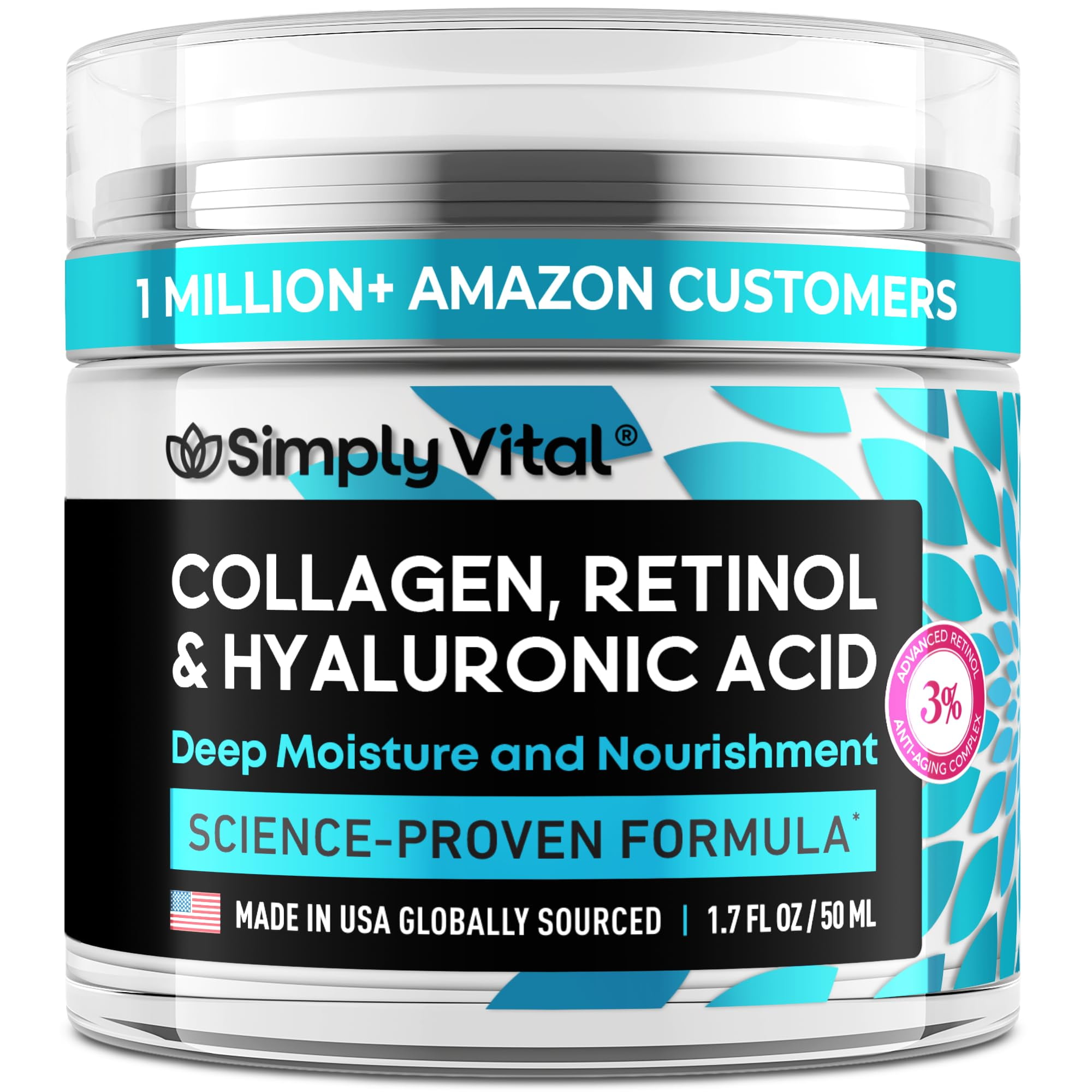 SimplyVital Collagen, Retinol & Hyaluronic Acid Cream - Anti-Aging Face ...