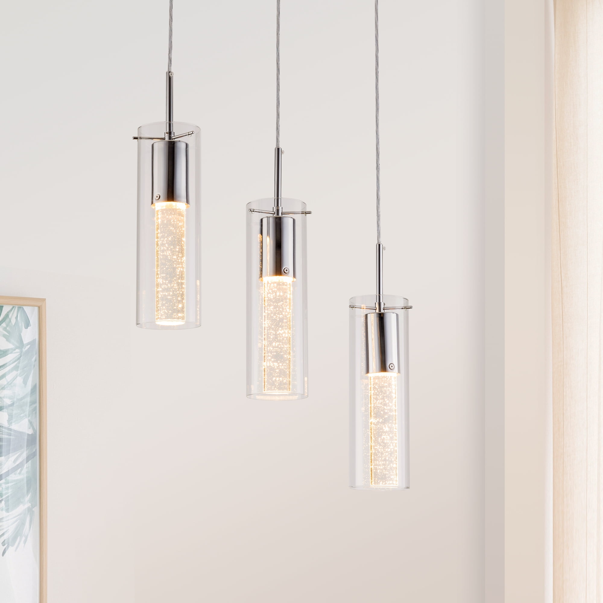 Simpol Home Modern 3 Lights Pendant Lights, Chromed Finished Pendant ...