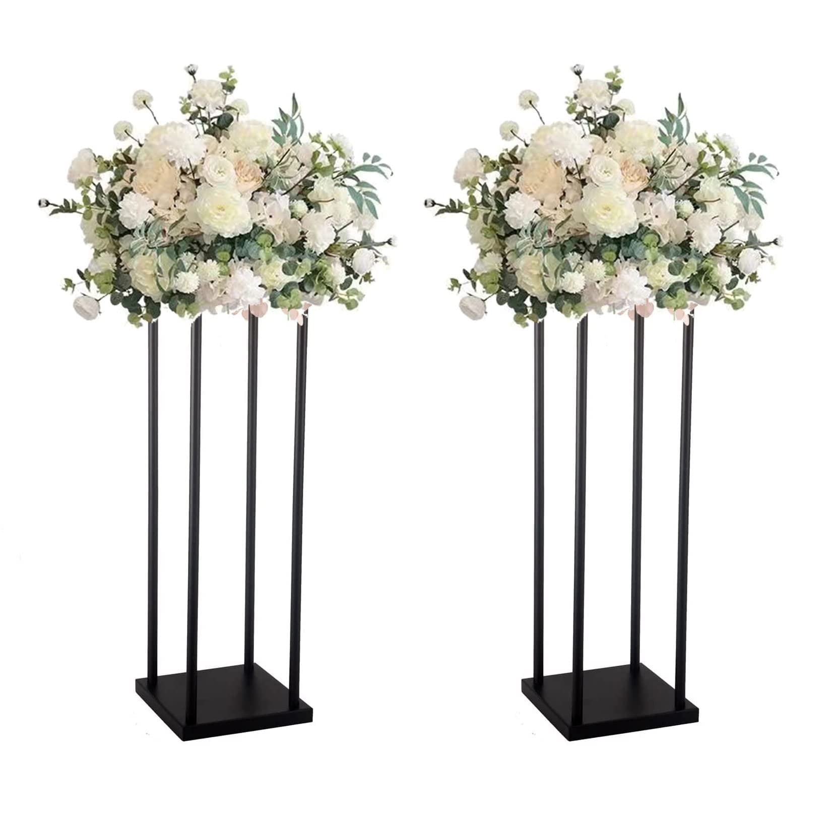 Simprefine 2 Pcs 28 Inches Matte Black Wedding Flower Stand Metal Vase ...