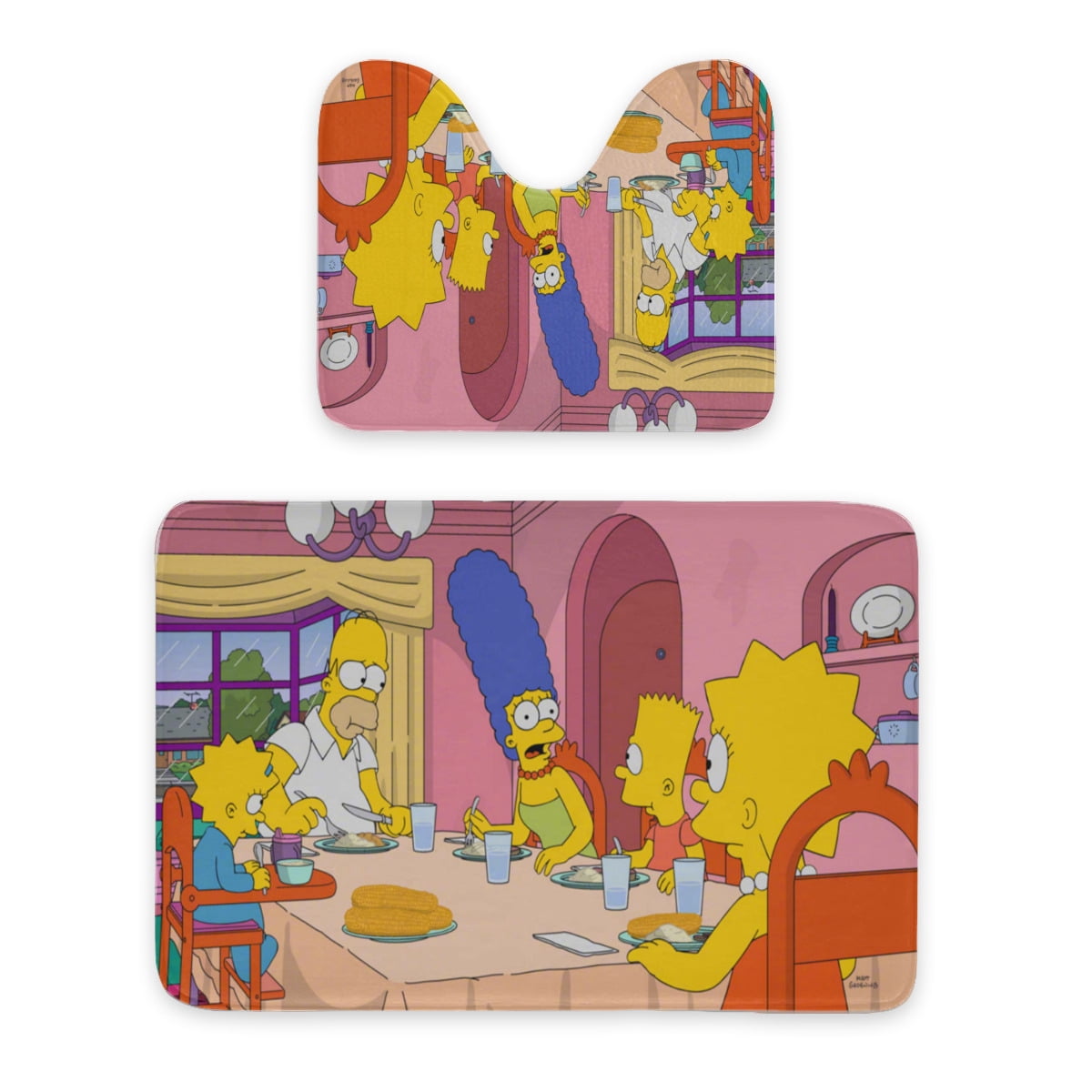 Simpson Bathroom Rug Set 2 pieces - Fluffy soft bath mat and U-shaped ...