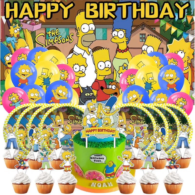 Simpson Birthday Party Supplies Balloons Plates Decoration Cake Topper ...