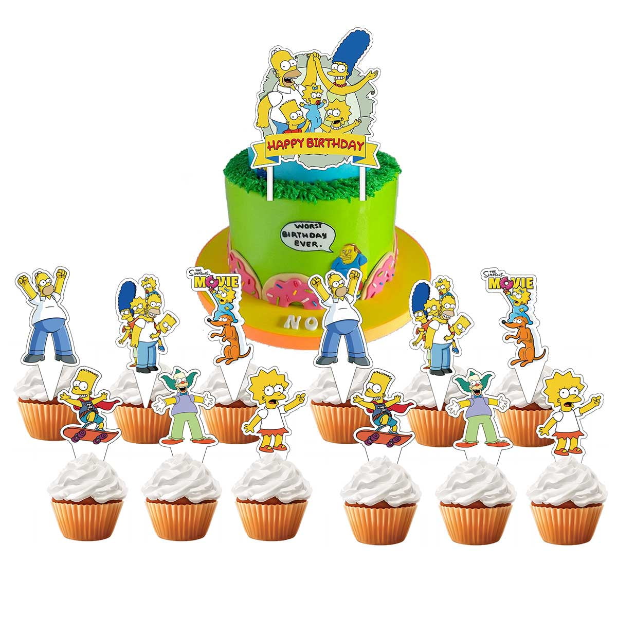 Simpson Cake Topper Cupcake Set Party Supplies Decoration Birthday ...