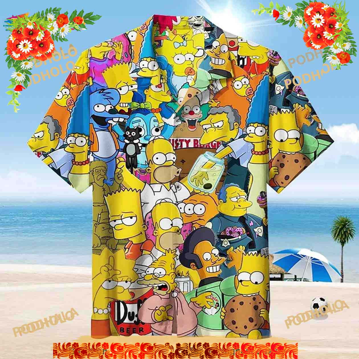 Simpson Homer Aloha Hawaiian Shirt, The Simpsons Universal 3D Hawaii ...
