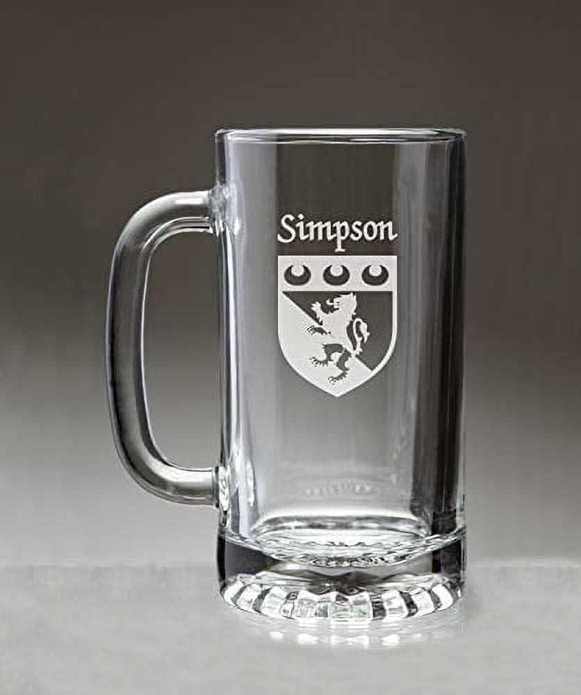 Simpson Irish Coat of Arms Glass Beer Mug (Sand Etched) - Walmart.com