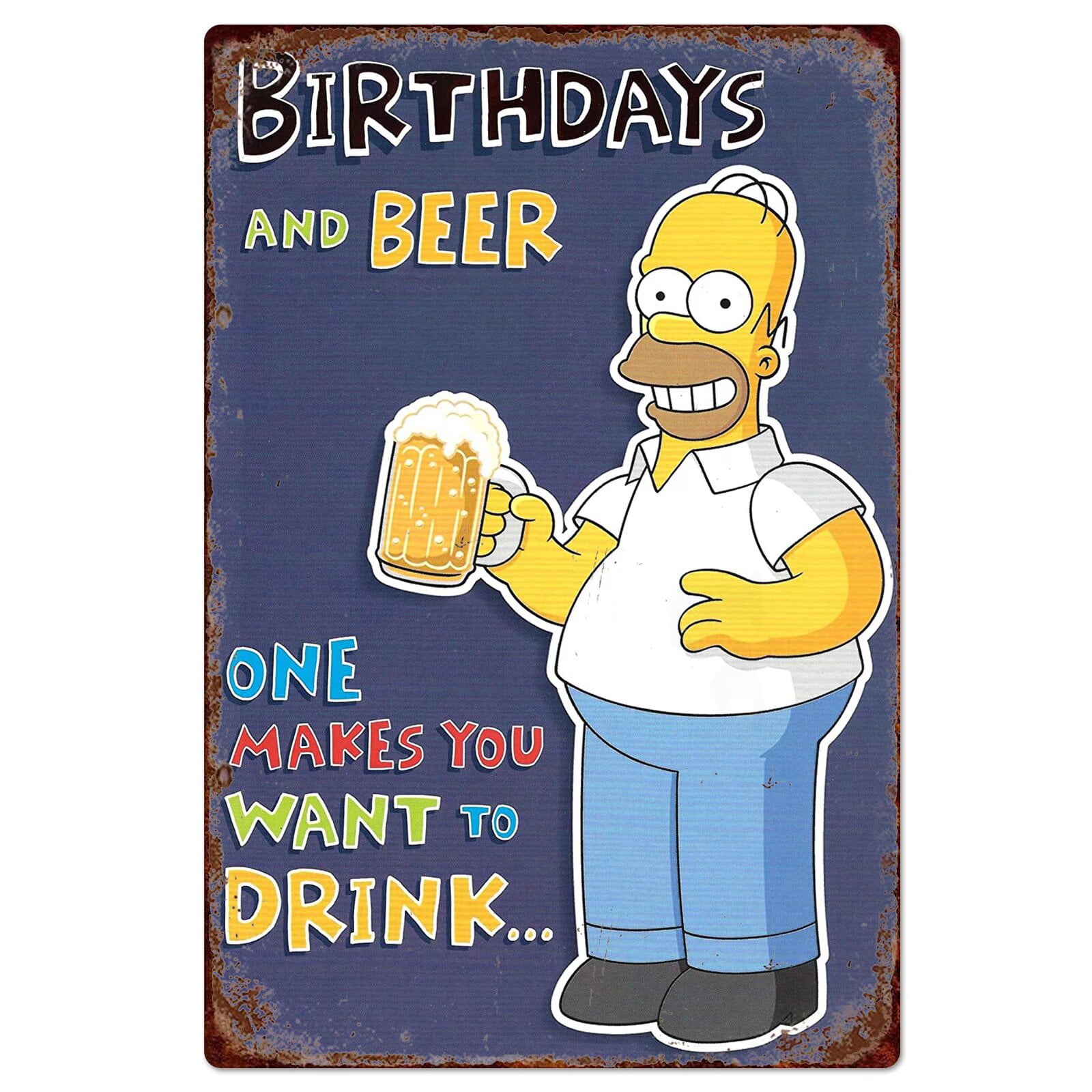 Simpson Metal Tin Sign Homer Simpsons Drinking Beer The Simpsons Decor ...