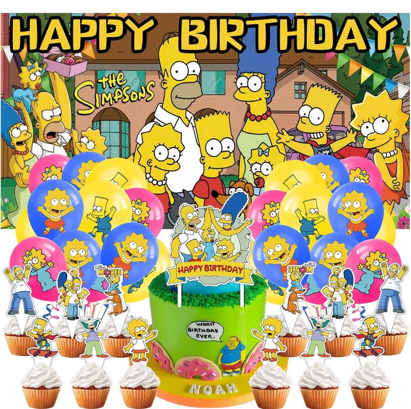 Simpson Party Supplies Decor Birthday Banner Decorations Kit Latex ...