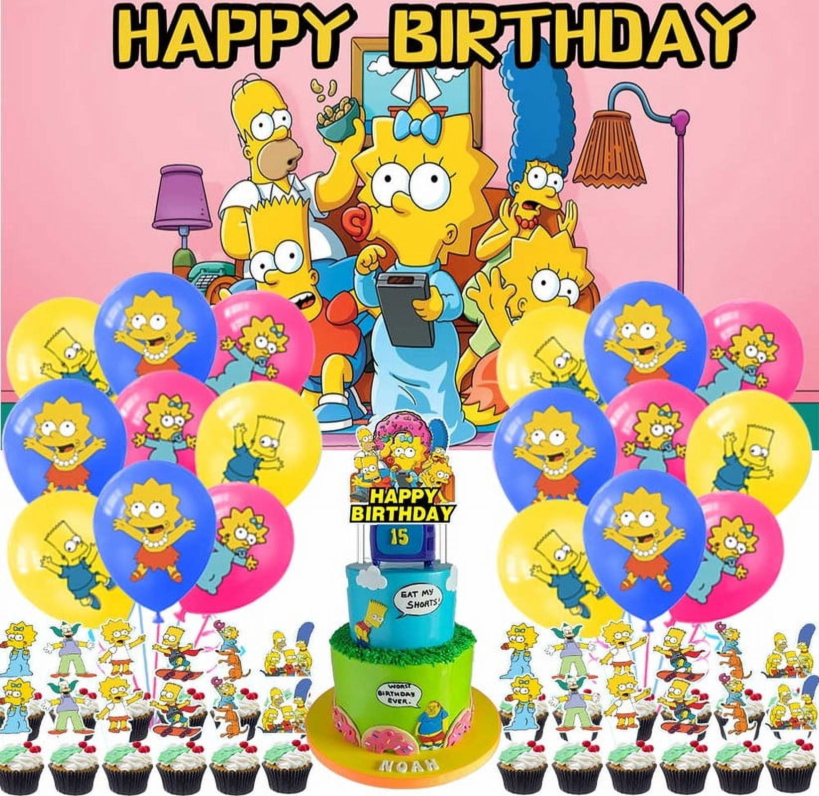 Simpson Party Supplies Decor Cake Topper Birthday Backdrop Balloons ...