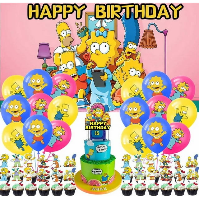 Simpson Party Supplies Decor Cake Topper Birthday Backdrop Balloons ...