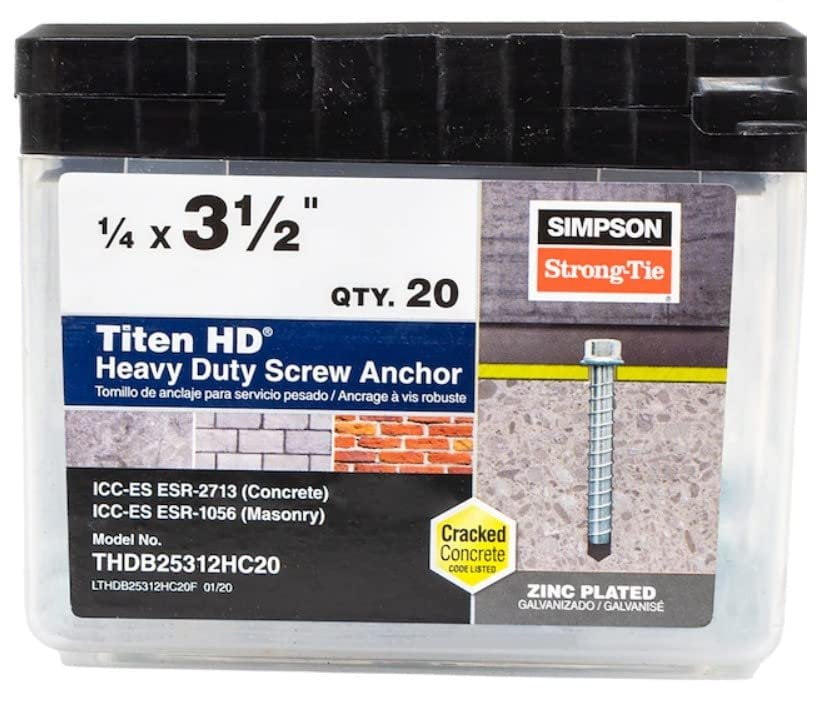 Simpson Strong-Tie 1/4-in x 3-1/2-in Concrete Anchors 20-Pack - Walmart.com