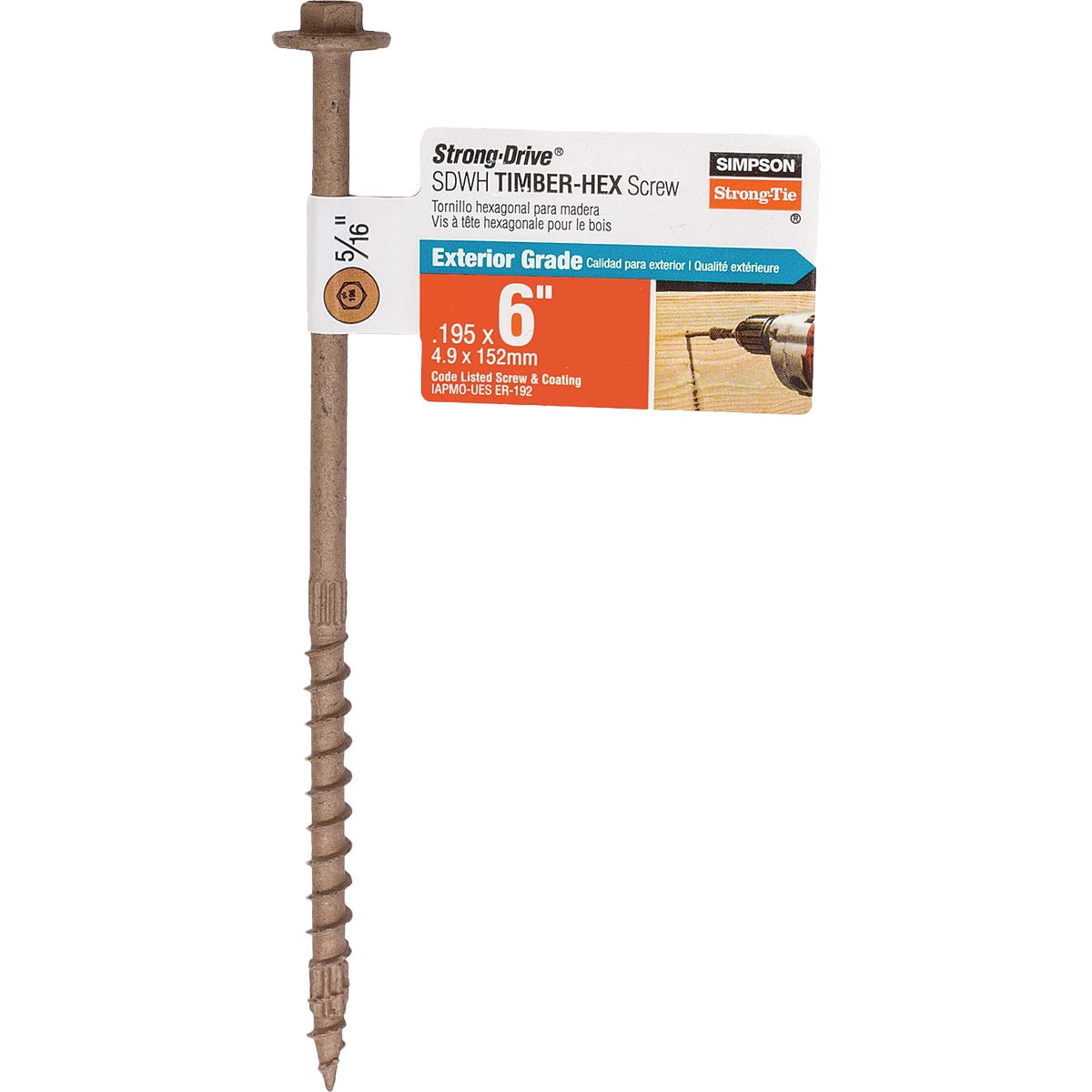 Simpson Strong-Tie 6" Struc Flag Hx Screw SDWH19600DB-RP1 - Walmart.com