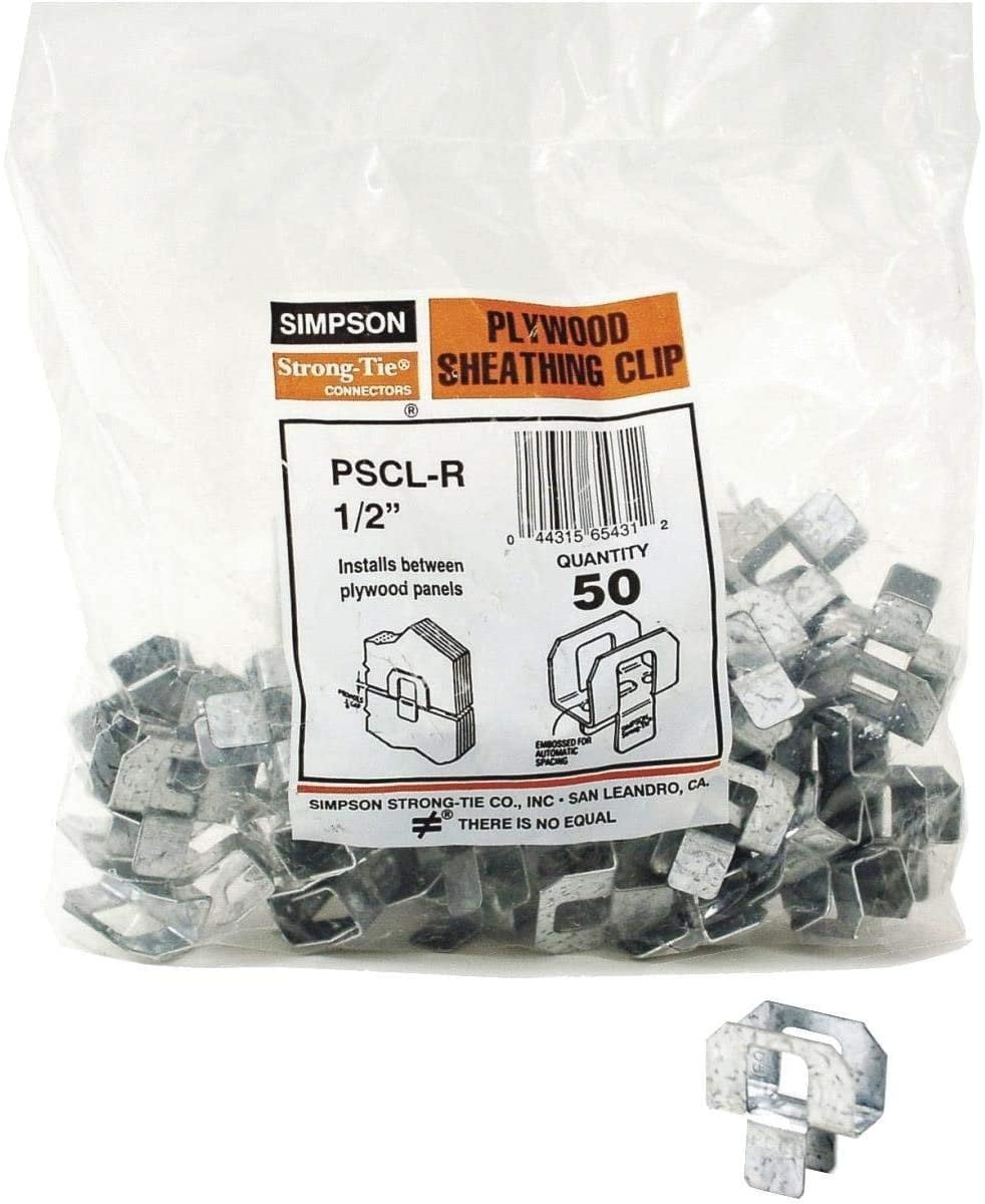Simpson Strong-Tie Plywood Panel Sheathing Clip - PSCL 1/2-R50 Pack of ...