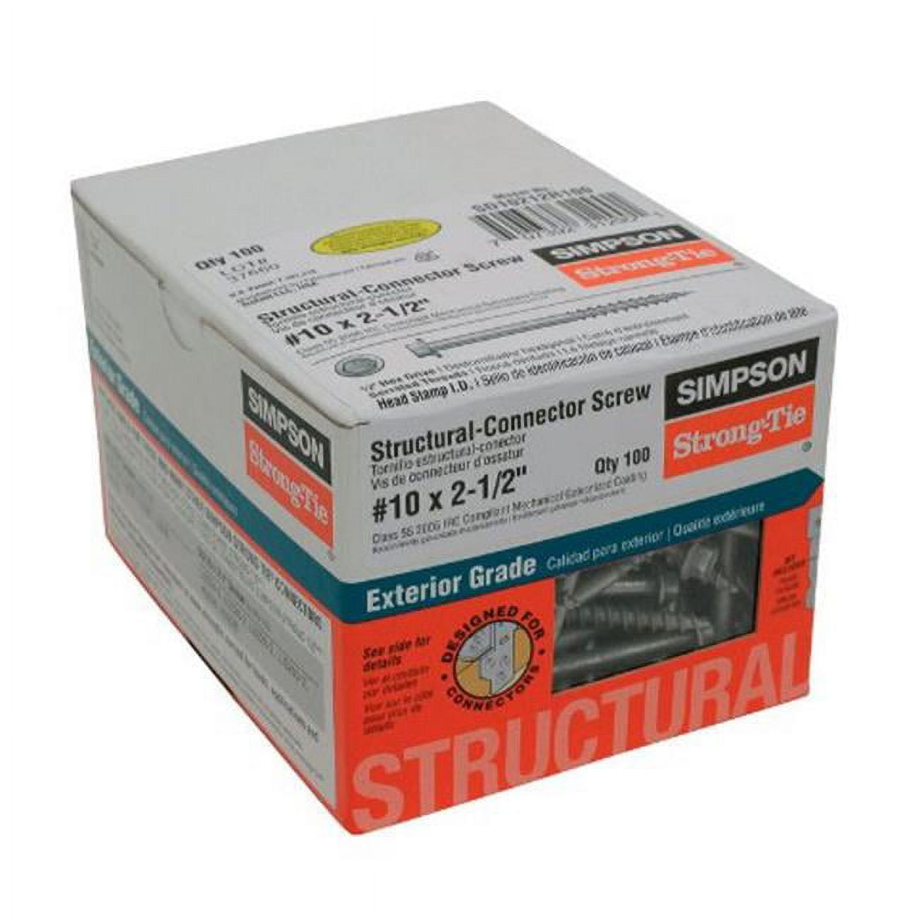 Simpson Strong-Tie SD10212R100-R Structural Connector Screw No.10 x 2.5 ...